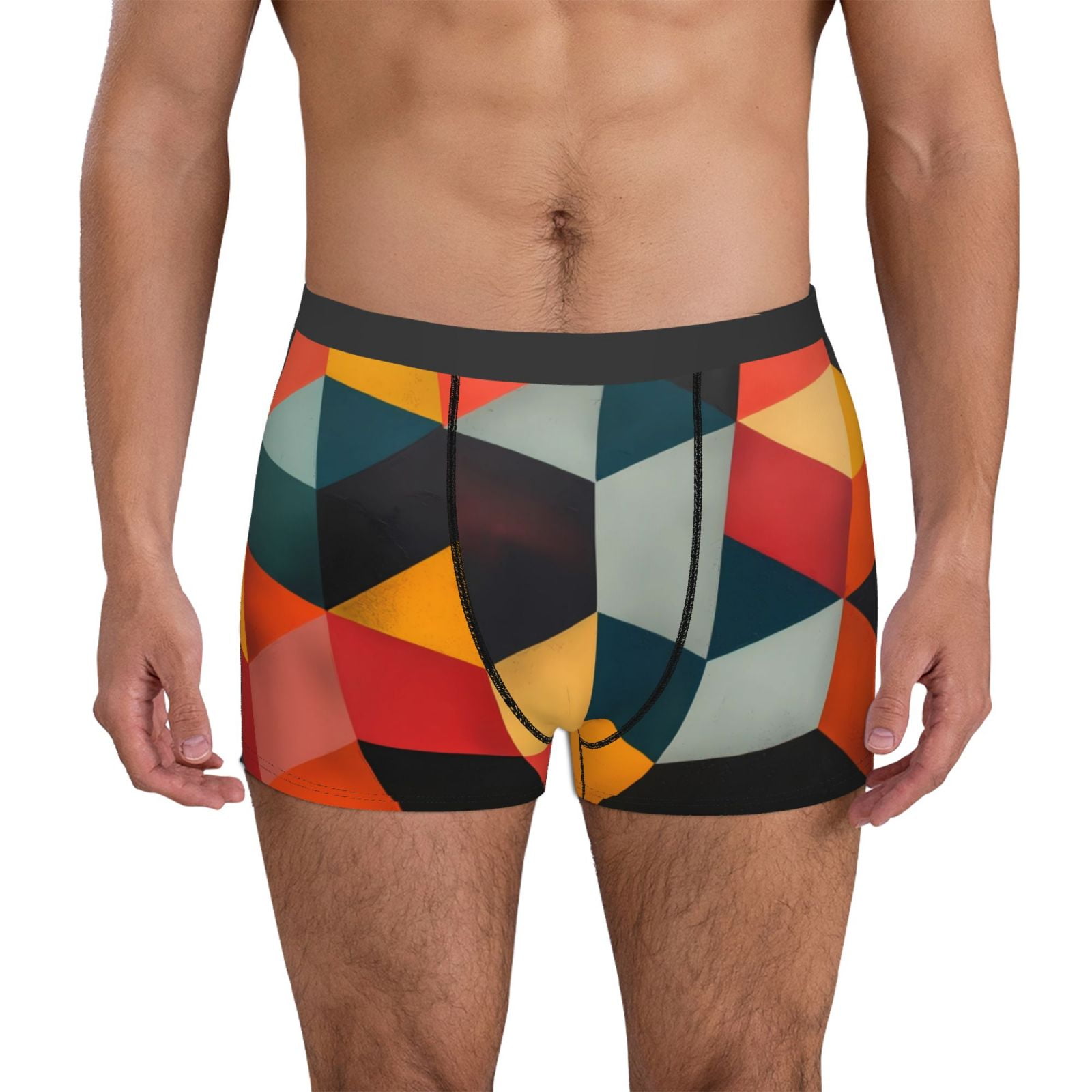 Zufioo Geometric Cube Pattern Art Print Men's Boxer Briefs, Moisture Wicking Boxer Briefs ...