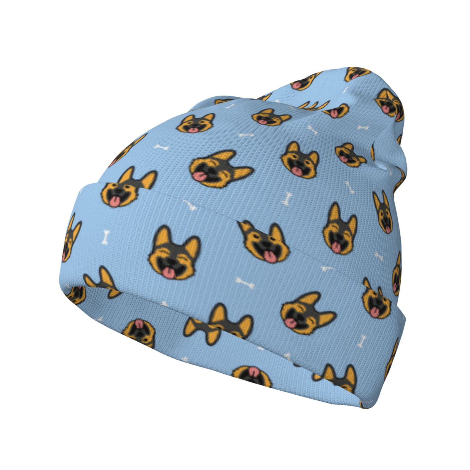 Zufioo German Shepherd Puppy Print Adult Knitted Hat, Unisex Cuffed ...