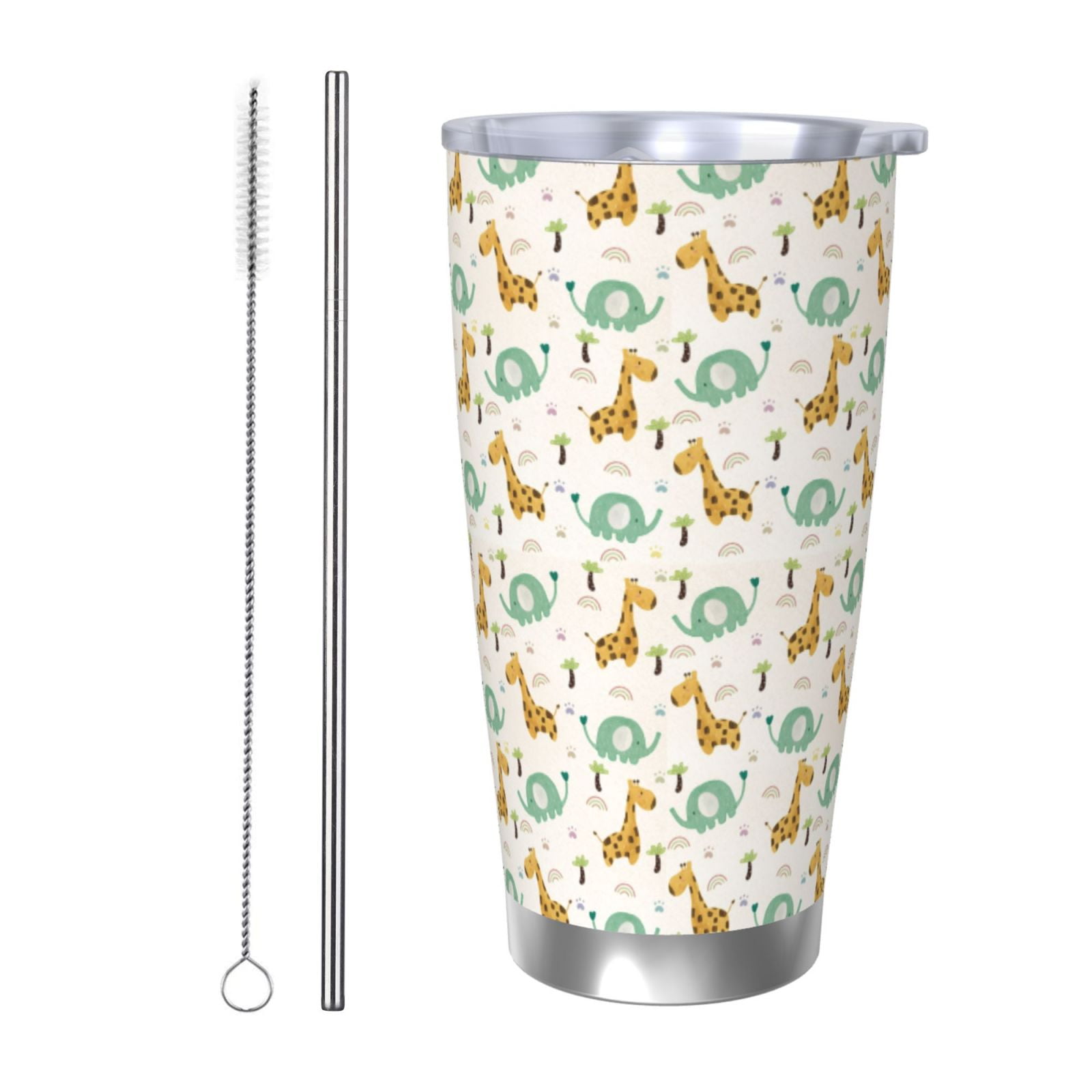 Zufioo Giraffe And Elephant Print 20OZ Stainless Steel Car Cup, Direct ...