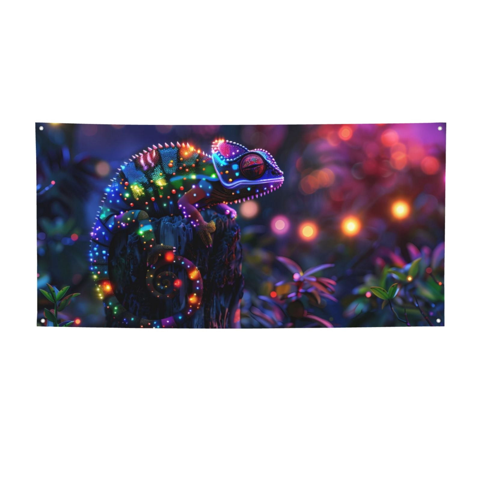 Zufioo Glowing Chameleon Fantasy Art Print Holiday Banners, Party ...