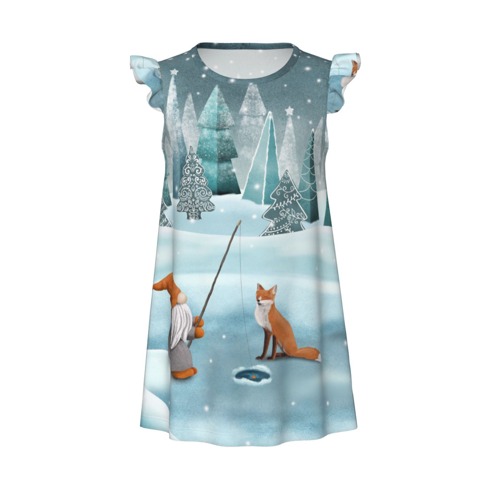 Zufioo Gnome And Red Fox Fishing Girls Nightgowns Toddler Girl Pajamas ...