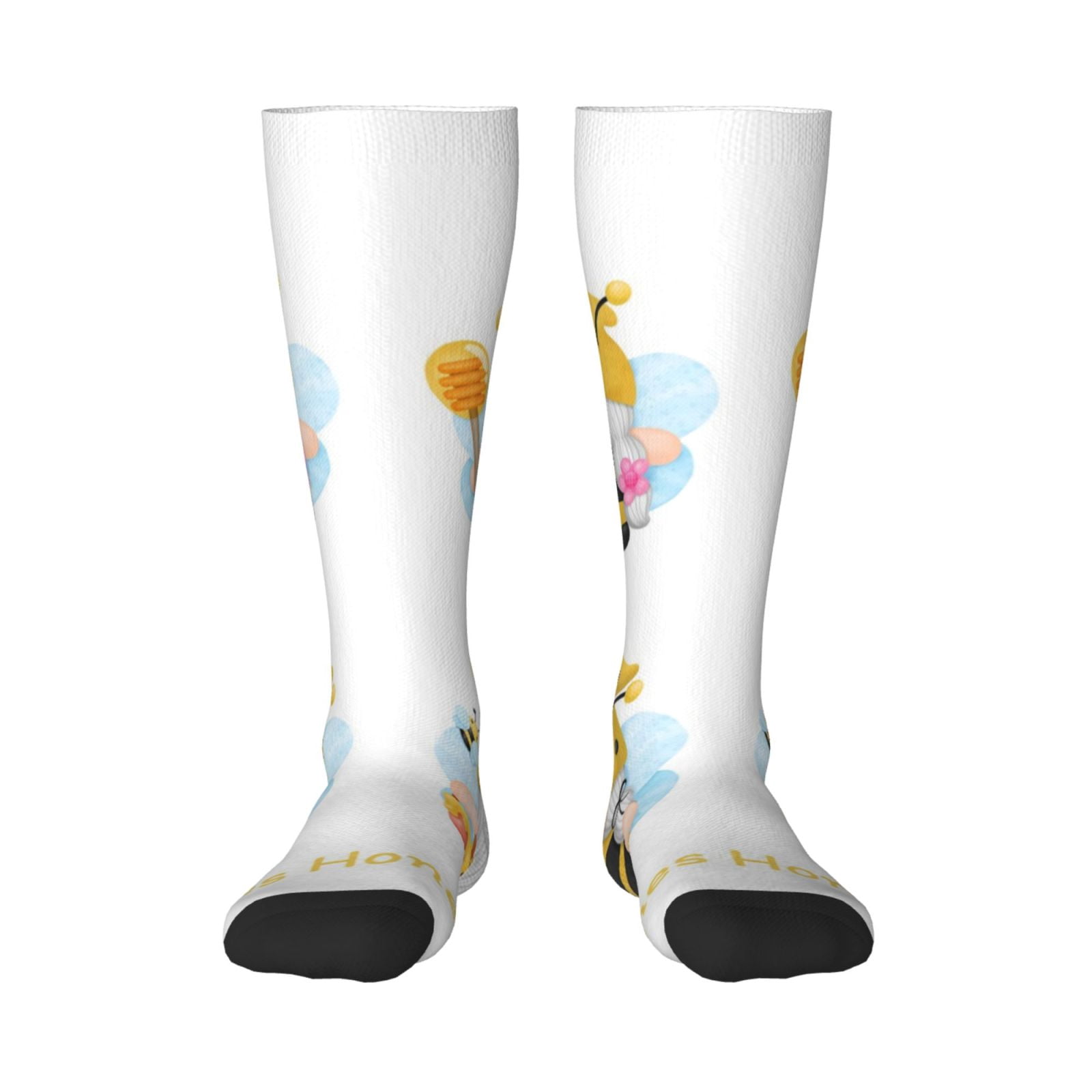 Zufioo Gnomes Honey Bee Print Long High Thigh Socks Knee-High Warm ...