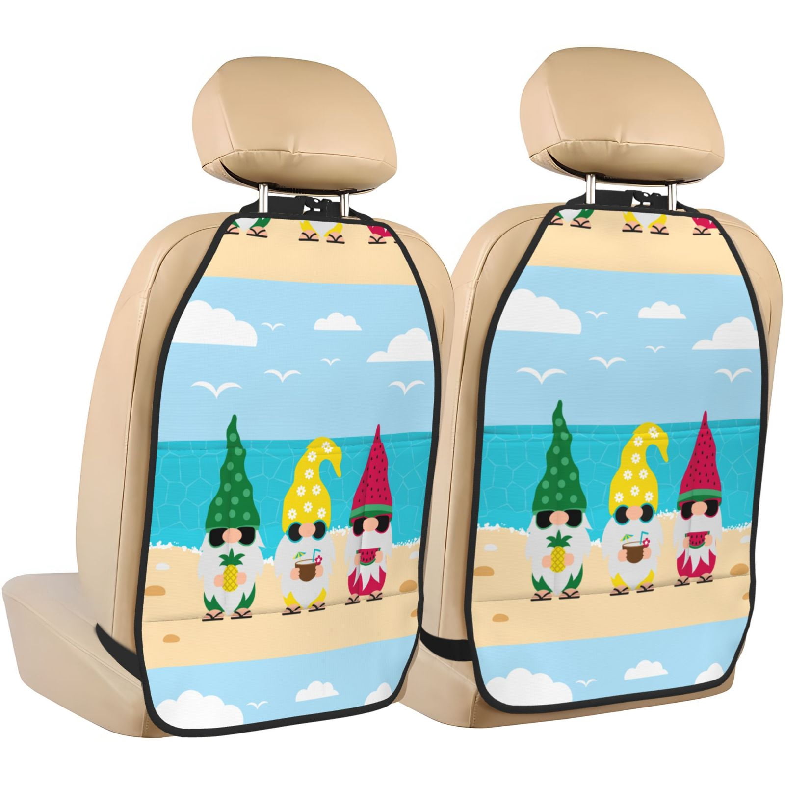 Zufioo Gnomes On The Beach for Car Seat Kick-Proof Storage Pads 2 Pack ...