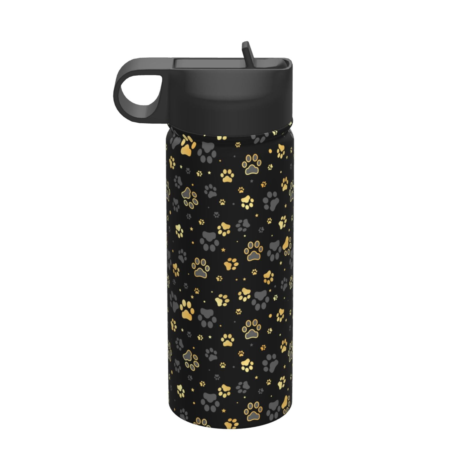 Zufioo Gold Dog Paw Print 18OZ Insulated Space Bottle with Straw ...