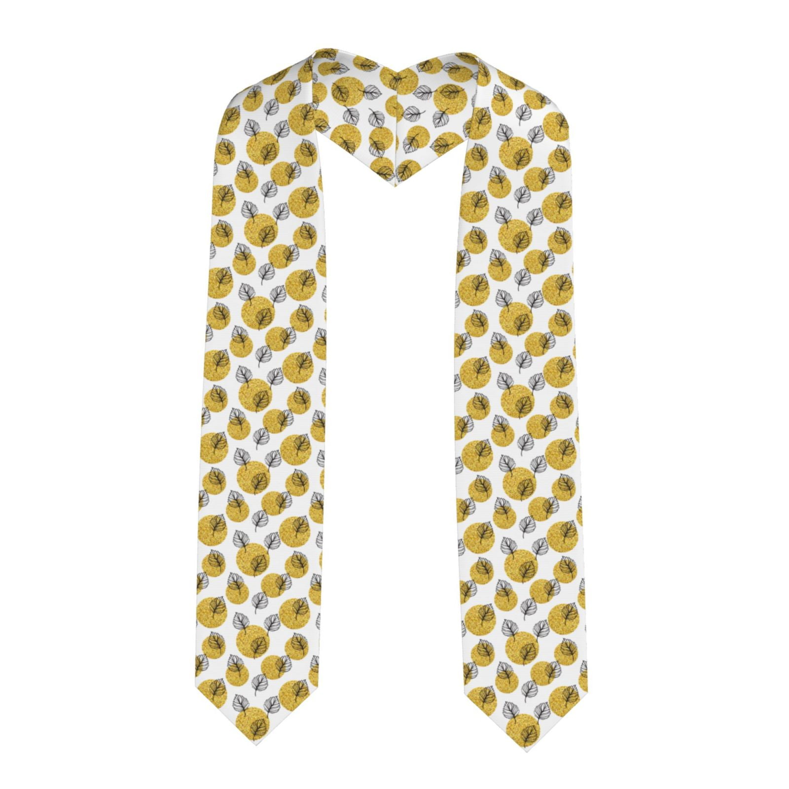 Zufioo Gold Dots and Leaves Print Graduation Shawl Ribbon, Graduation ...