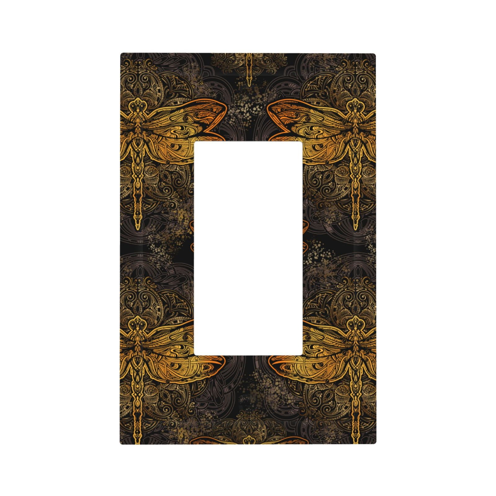 Zufioo Gold Dragonfly Mandala Print Switch Wall Plate, Dustproof and ...