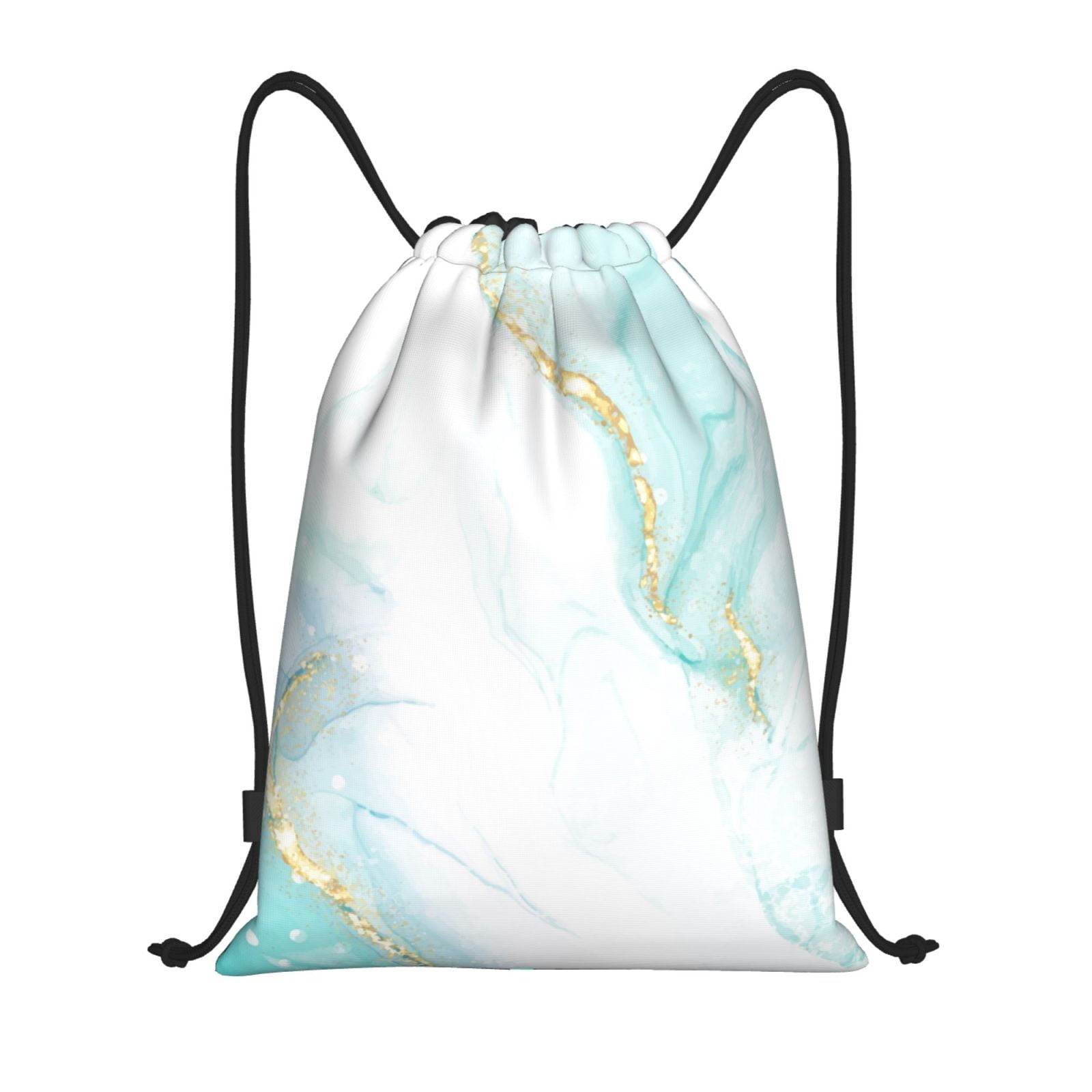 Zufioo Gold Lines Marble Watercolor Sports Cinch Sack Gym String Bags ...