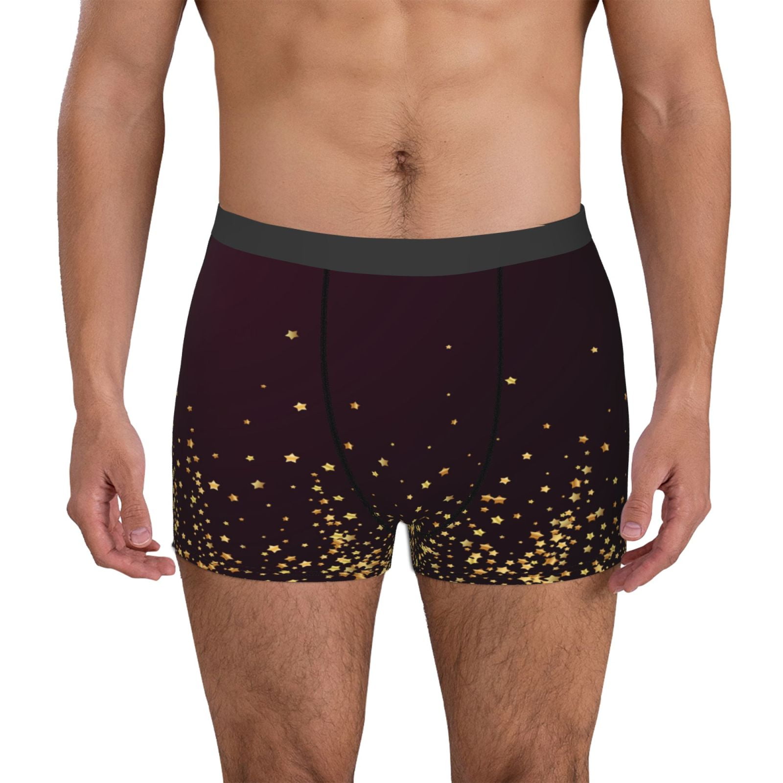 Zufioo Gold stars luxury sparkling Print Men's Boxer Briefs, Moisture ...