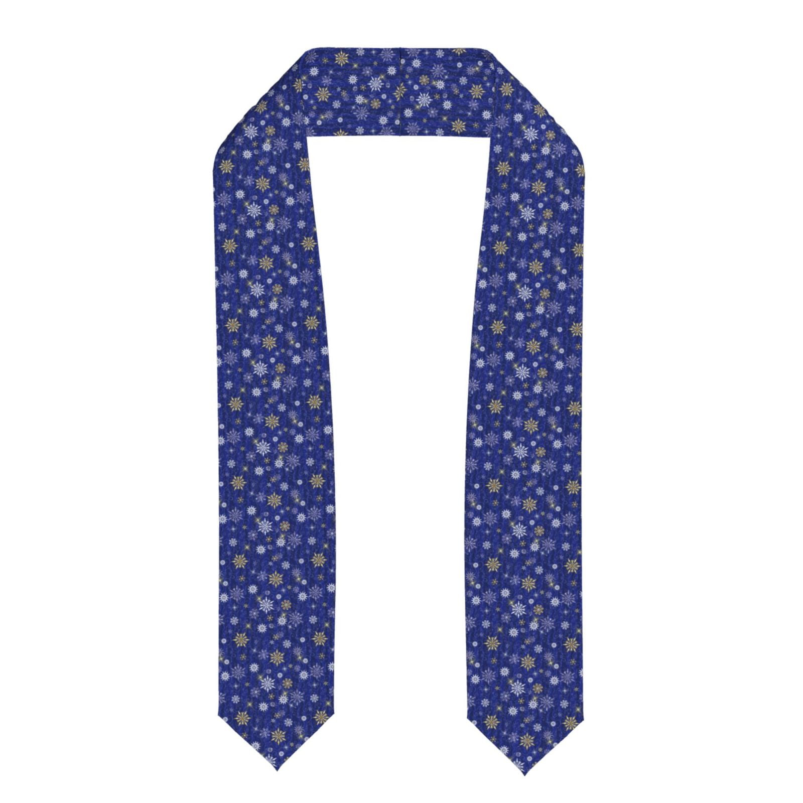 Zufioo Golden Snowflakes Royal Blue Print Graduation Shawl Ribbon ...