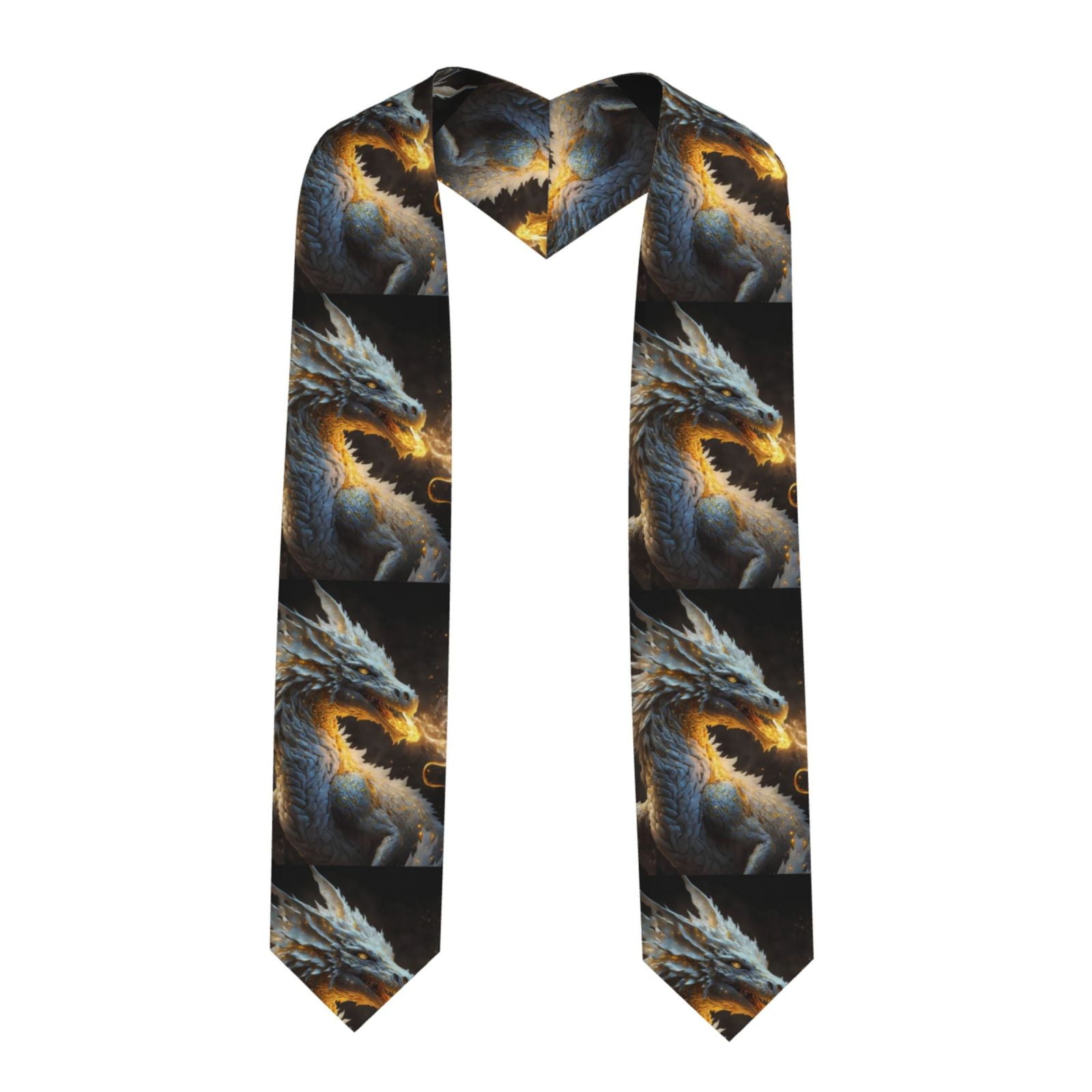 Zufioo Golden White Fire Dragon Print Graduation Shawl Ribbon ...