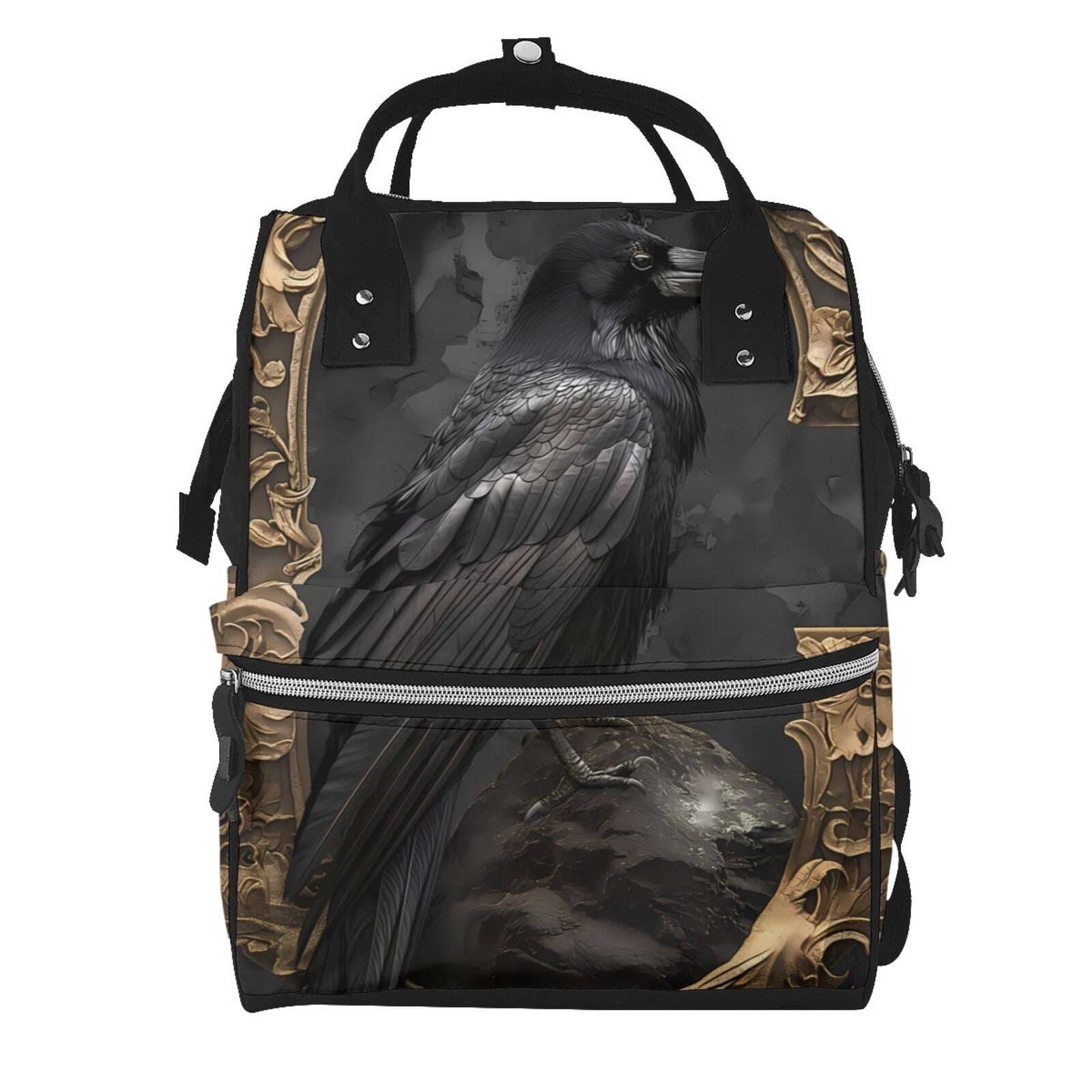 Zufioo Gothic Raven Portrait Print Large capacity mommy bag, diaper bag ...
