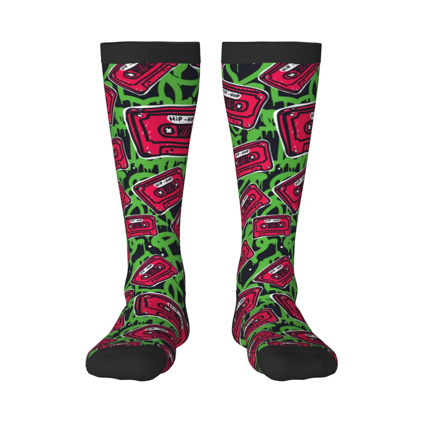 Zufioo Graffiti Tape Print Long High Thigh Socks Knee-High Warm ...