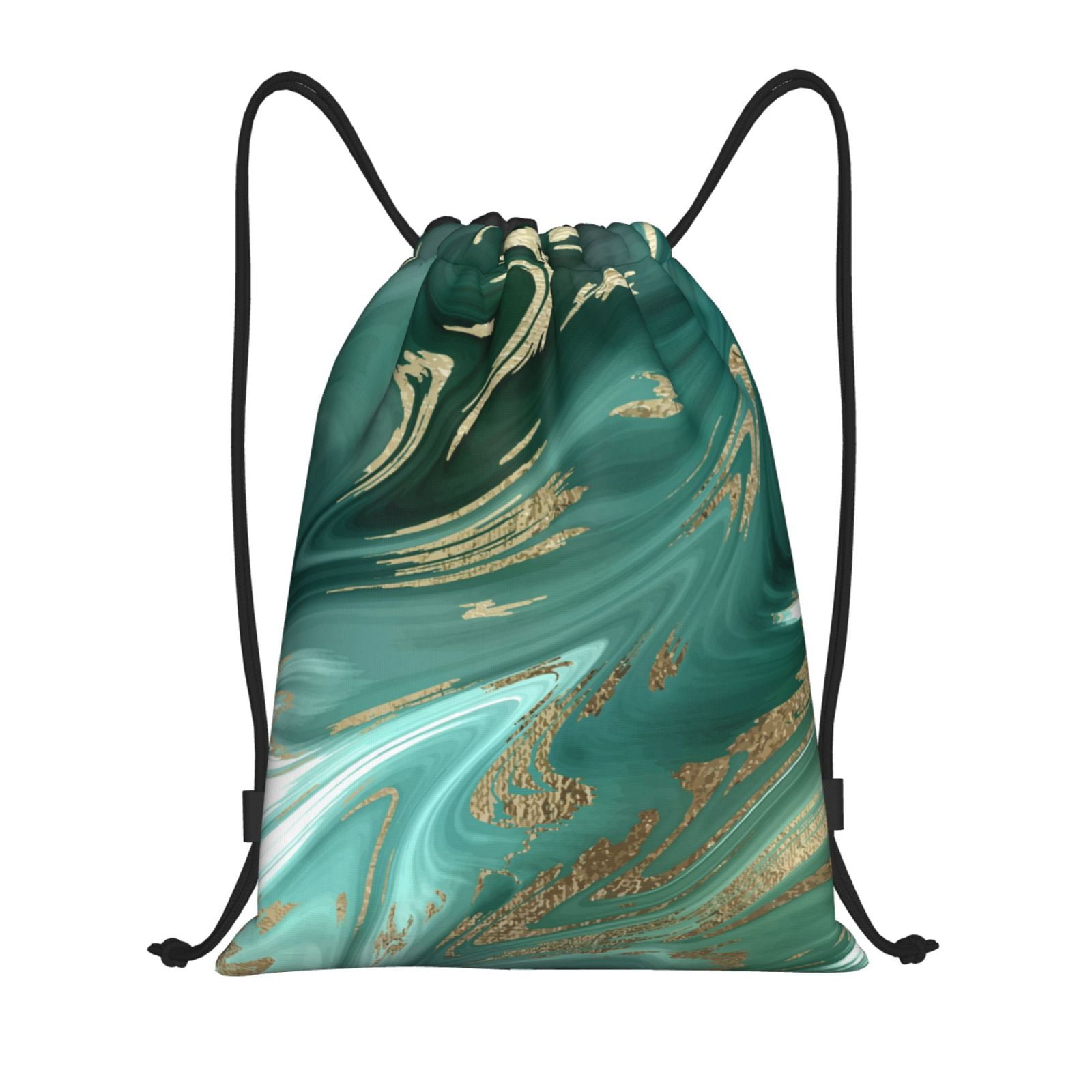 Zufioo Green And Gold Marble Sports Cinch Sack Gym String Bags Machine ...