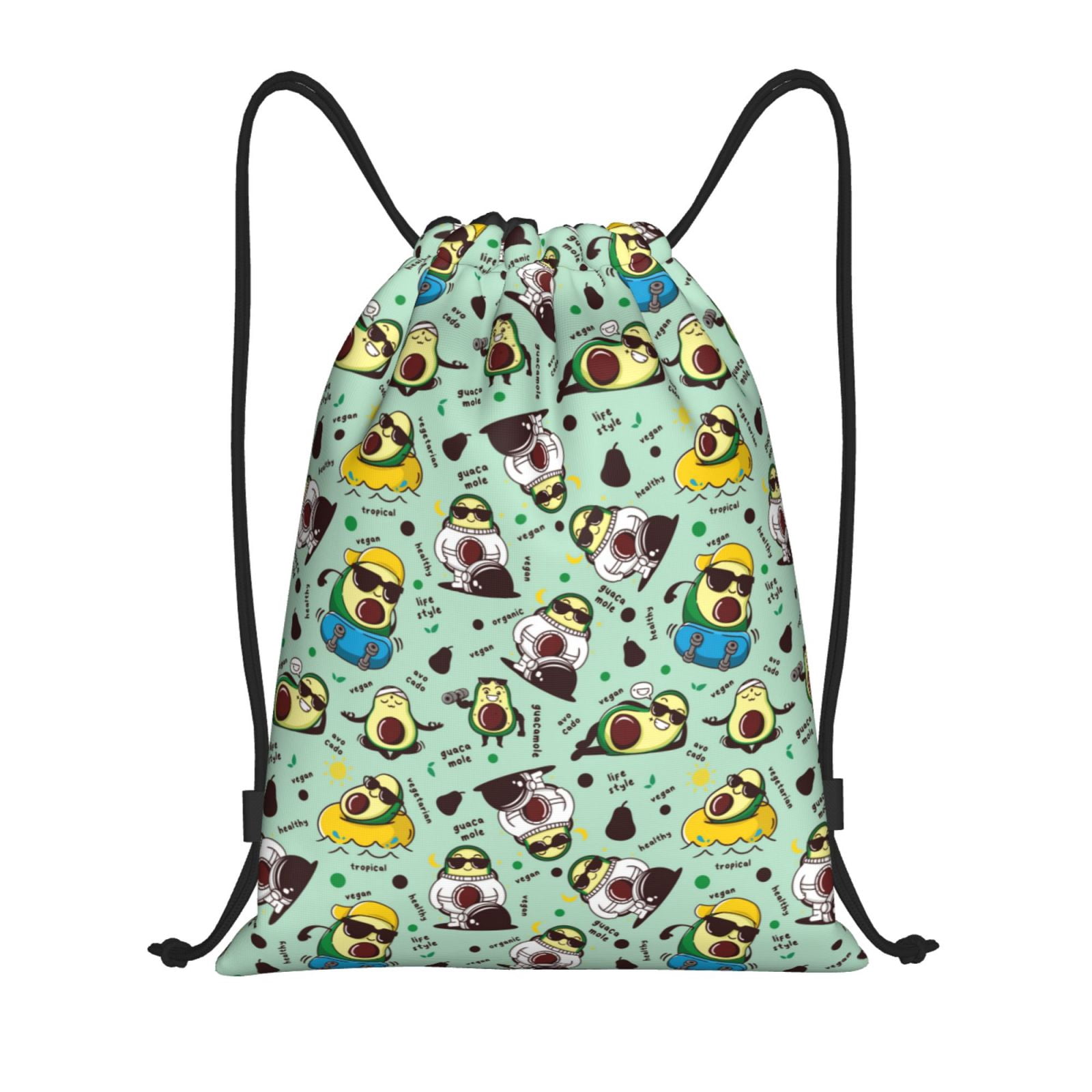 Zufioo Green Cute Avocado Sports Cinch Sack Gym String Bags Machine ...