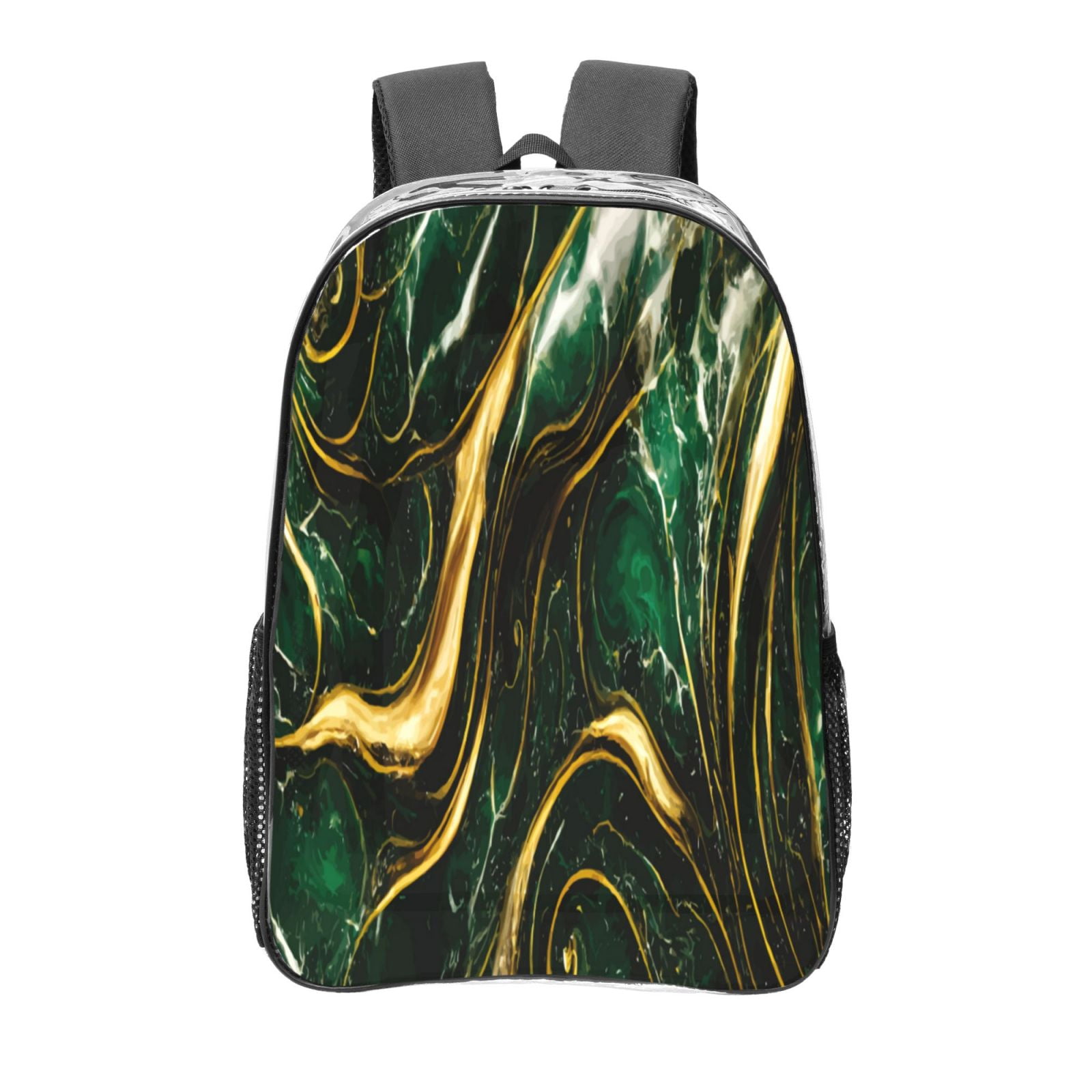 Zufioo Green Marble Print Transparent Backpack, 16-inch PVC Waterproof ...