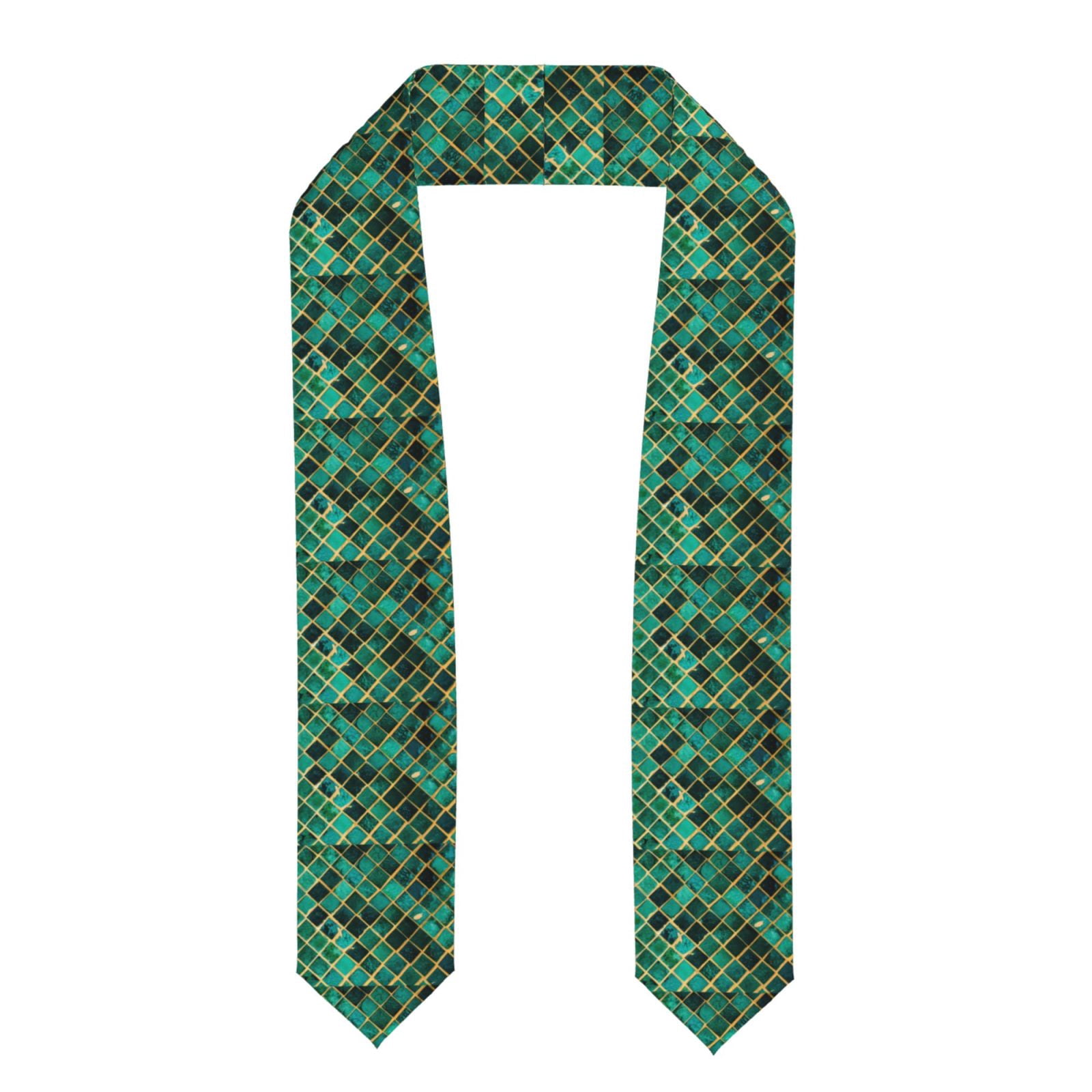 Zufioo Green Mosaic Glass Print Graduation Shawl Ribbon, Graduation ...
