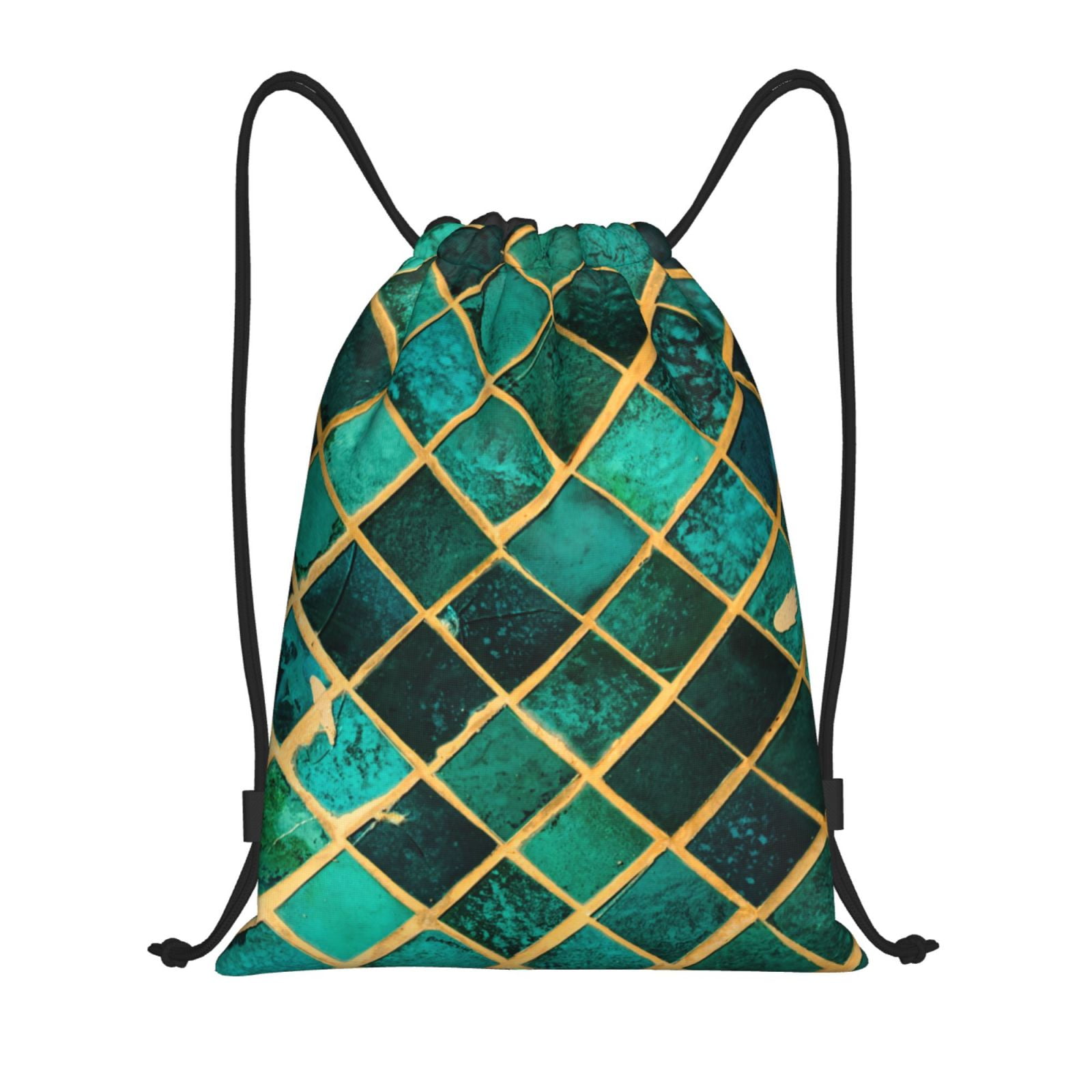 Zufioo Green Mosaic Glass Sports Cinch Sack Gym String Bags Machine ...