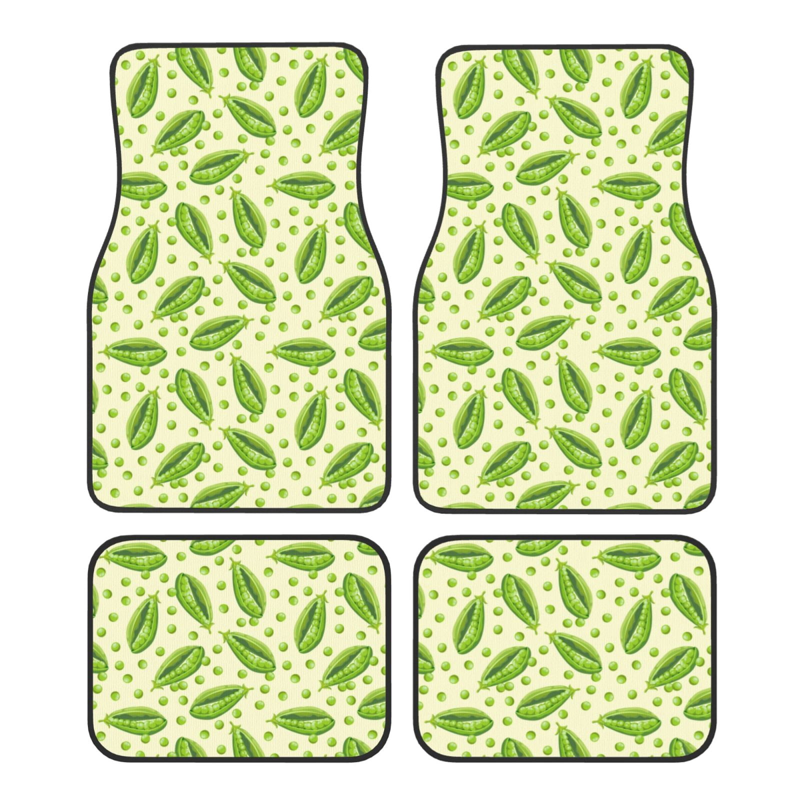 Zufioo Green Peas Print Car Floor Mats Four-piece Set, Car Interior ...