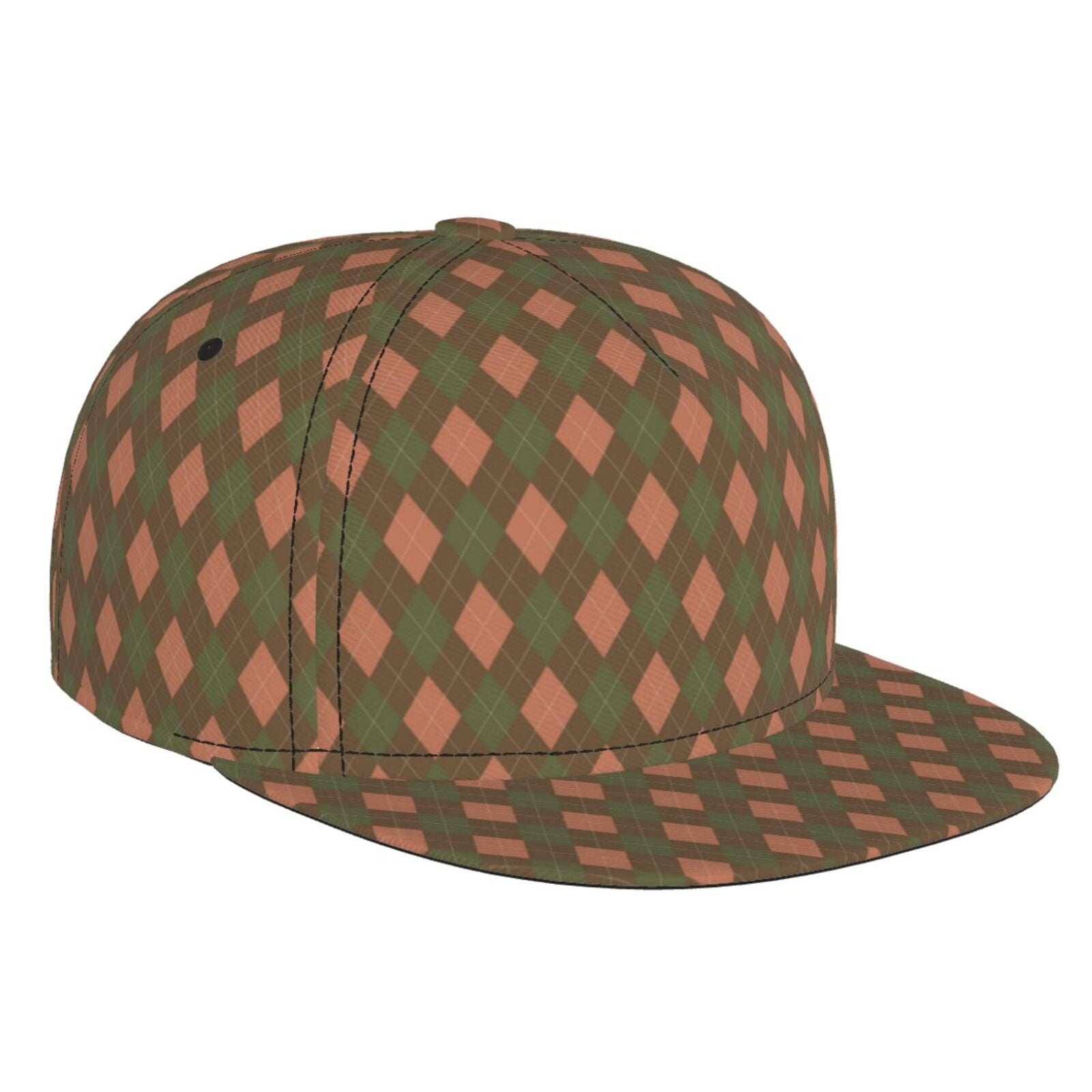 Zufioo Green and Pink Squares Print Flat Brim Baseball Cap, Sun ...