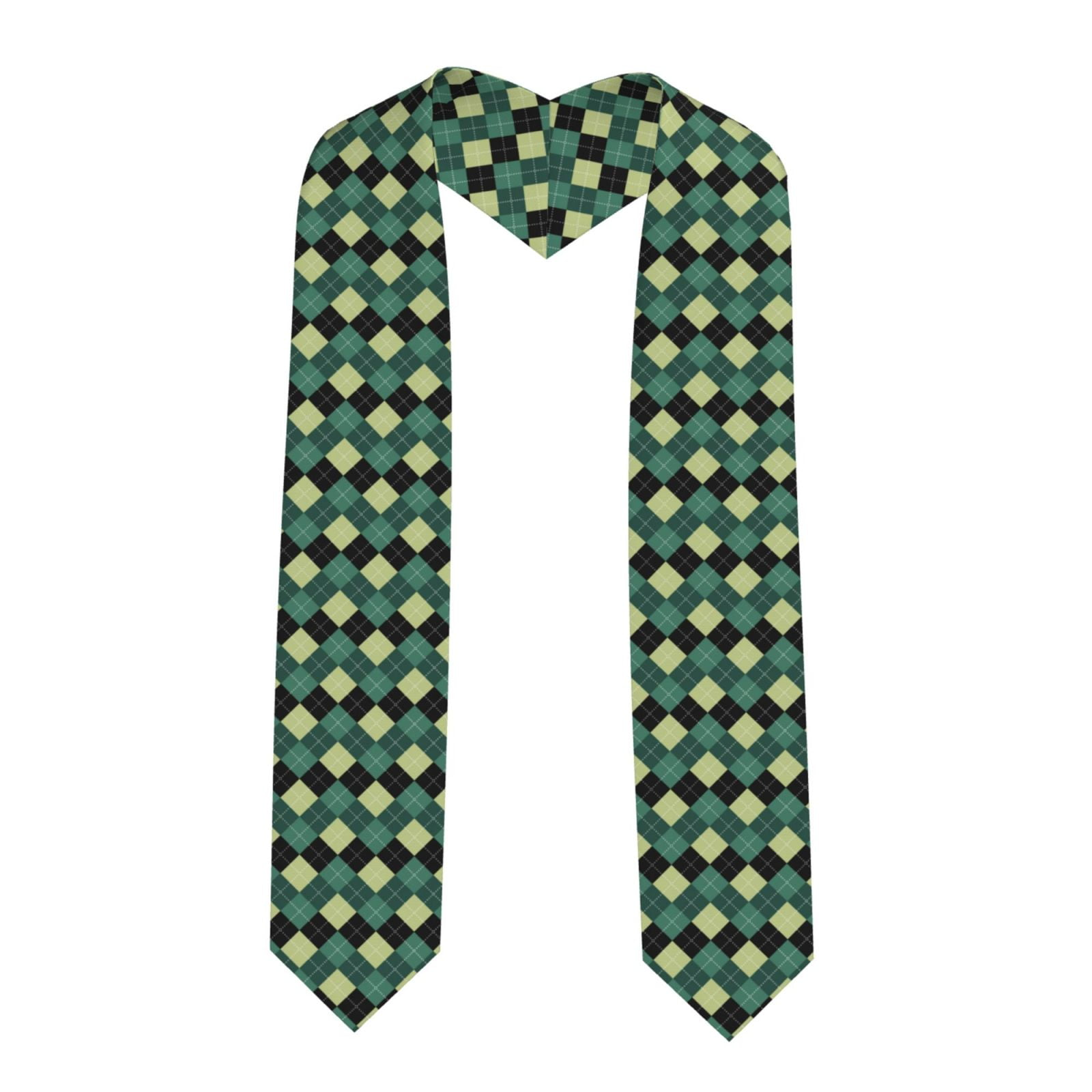 Zufioo Green Squares Print Graduation Shawl Ribbon, Graduation Ribbon ...