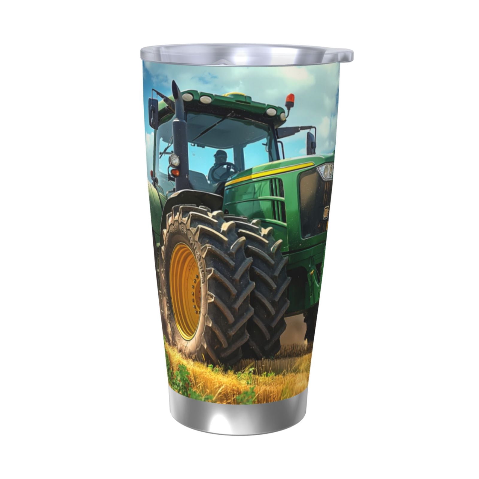 Zufioo Green Tractor Field Print 20OZ Stainless Steel Car Cup, Direct ...