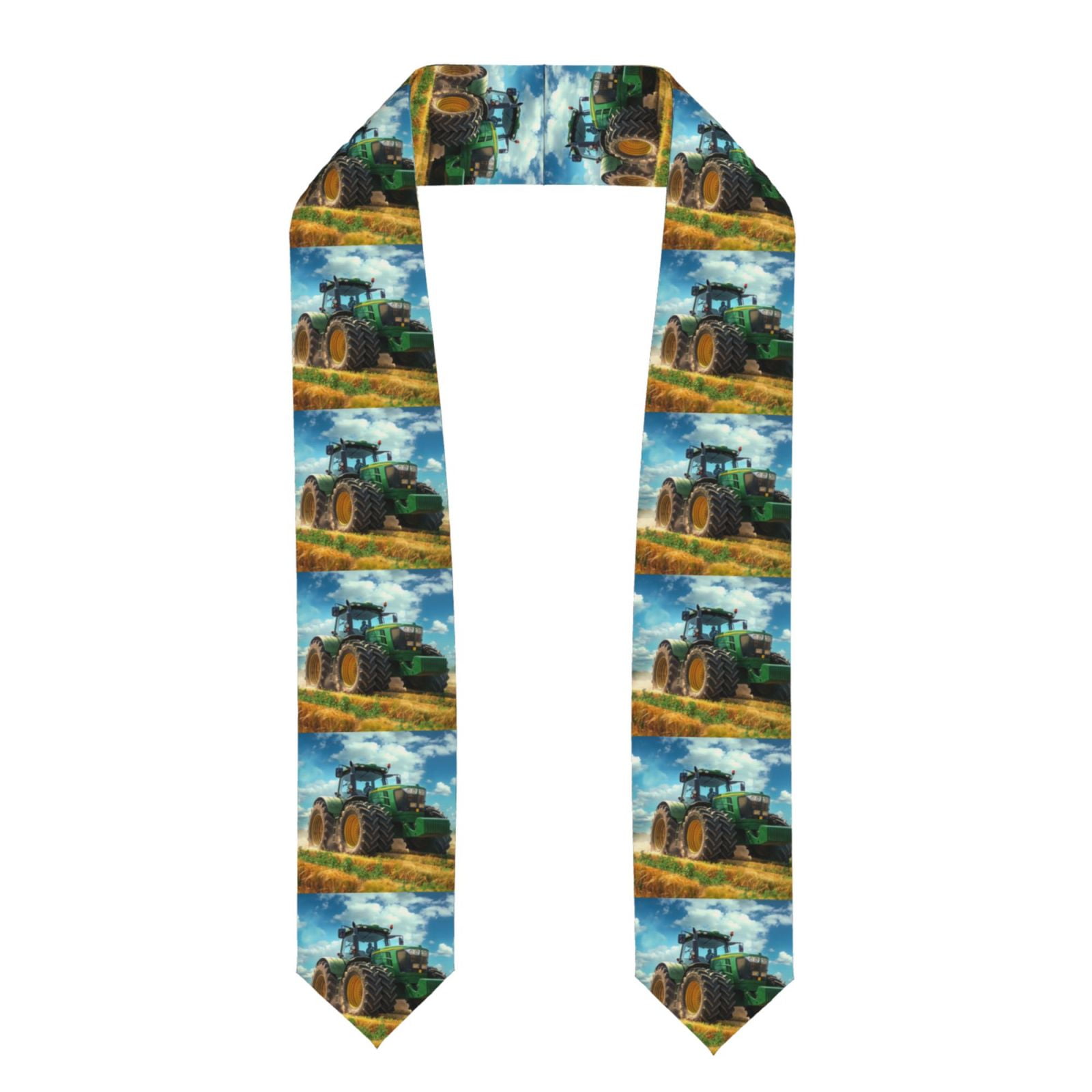 Zufioo Green Tractor Field Print Graduation Shawl Ribbon, Graduation ...