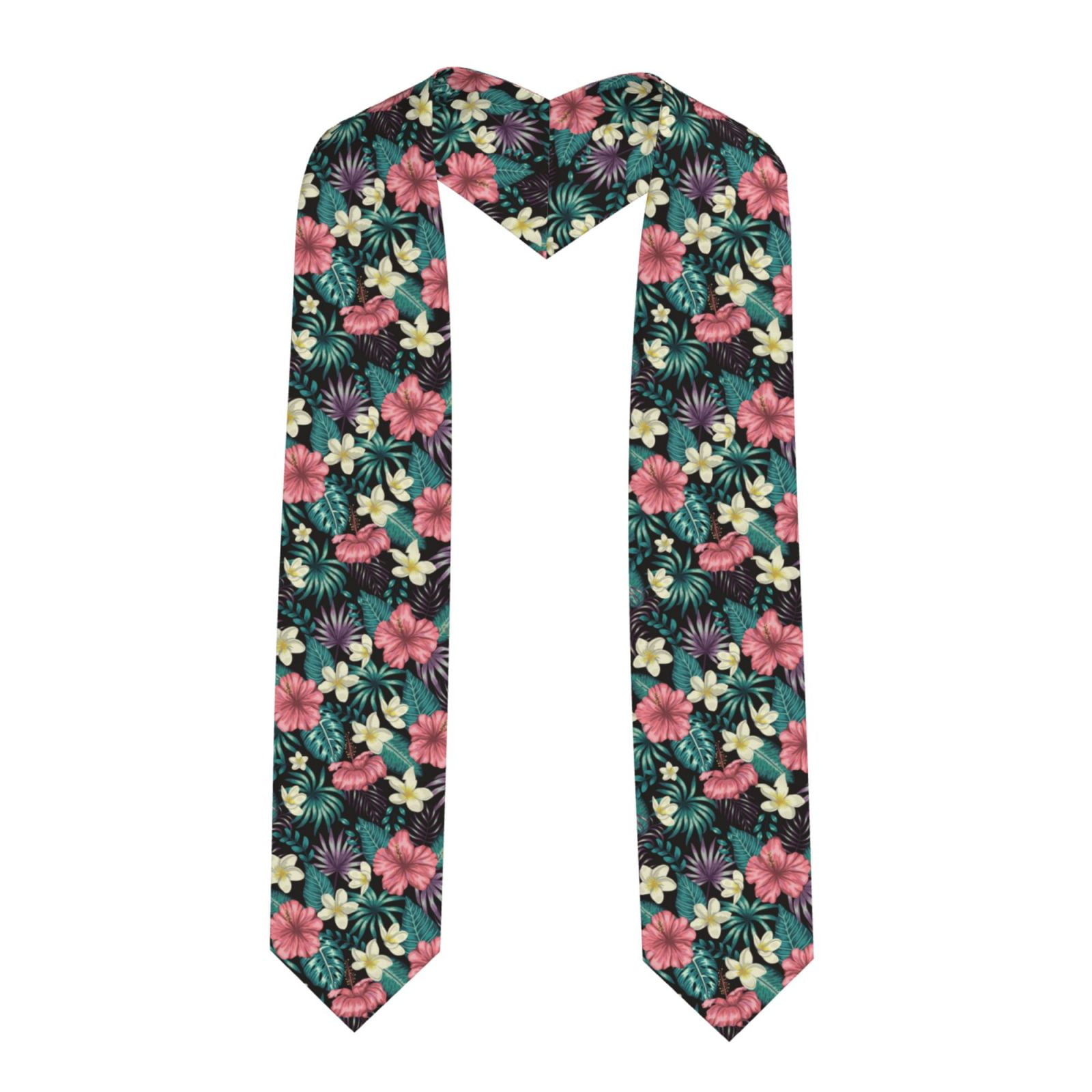 Zufioo Green Tropical Leaves Print Graduation Shawl Ribbon, Graduation ...