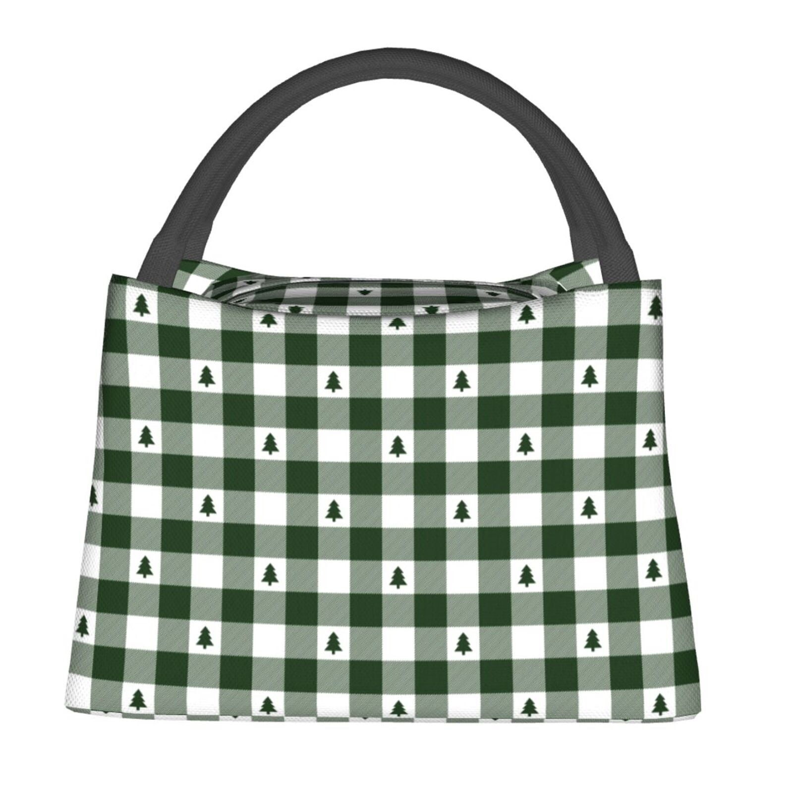 Zufioo Green White Christmas Tree Lumberjack Plaid Insulated Reusable ...