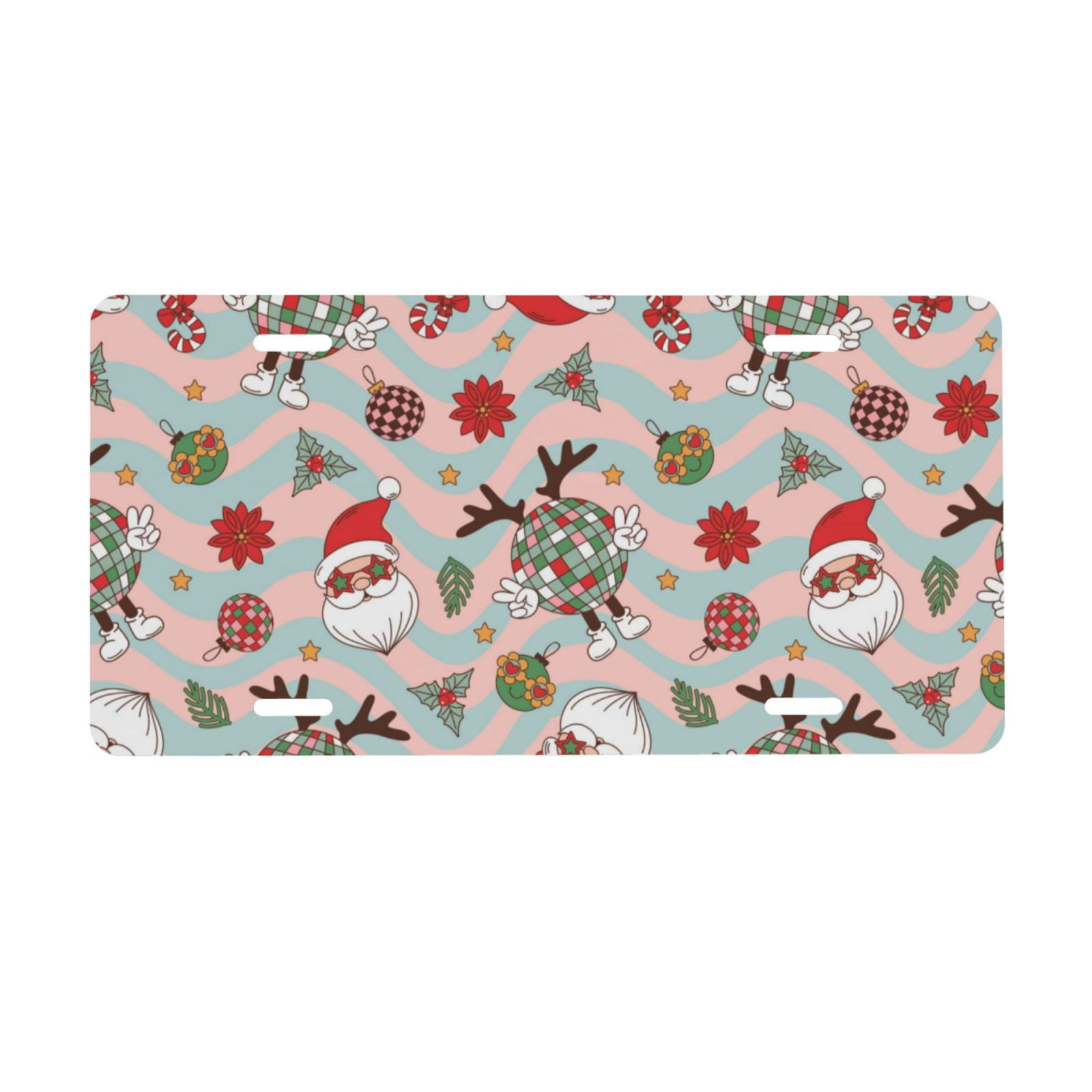 Zufioo Groovy Retro Santa Print Car Aluminum Front License Plate, 12x6 ...
