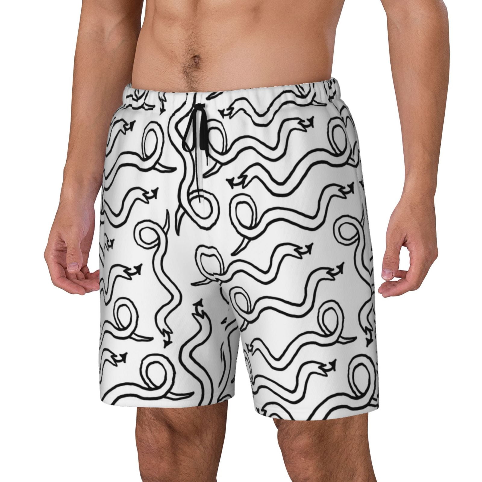 Zufioo Hand Drawn Snake Mens Swimsuit Trunks with Compression Liner ...