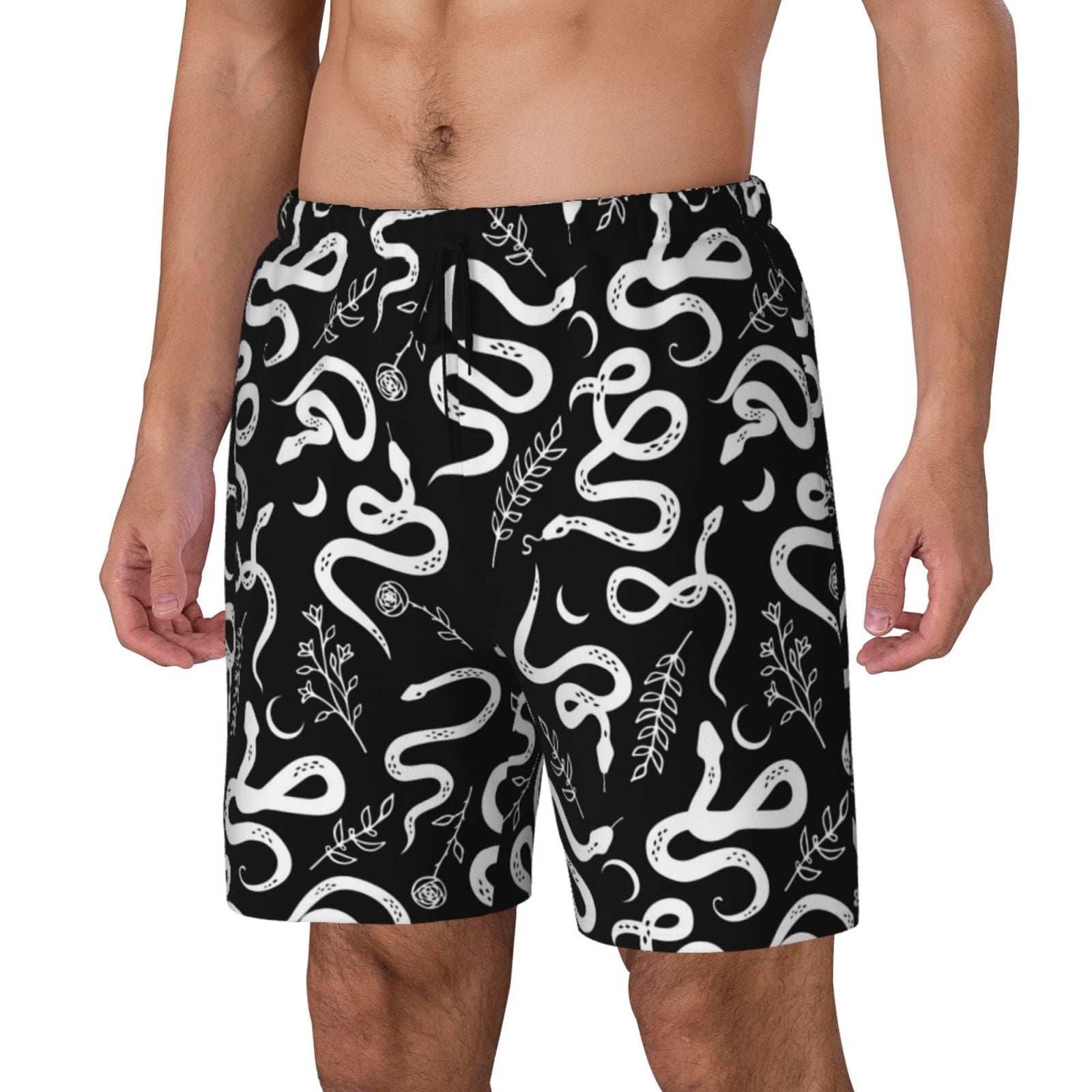 Zufioo Hand Drawn Snake Mens Swimsuit Trunks with Compression Liner ...