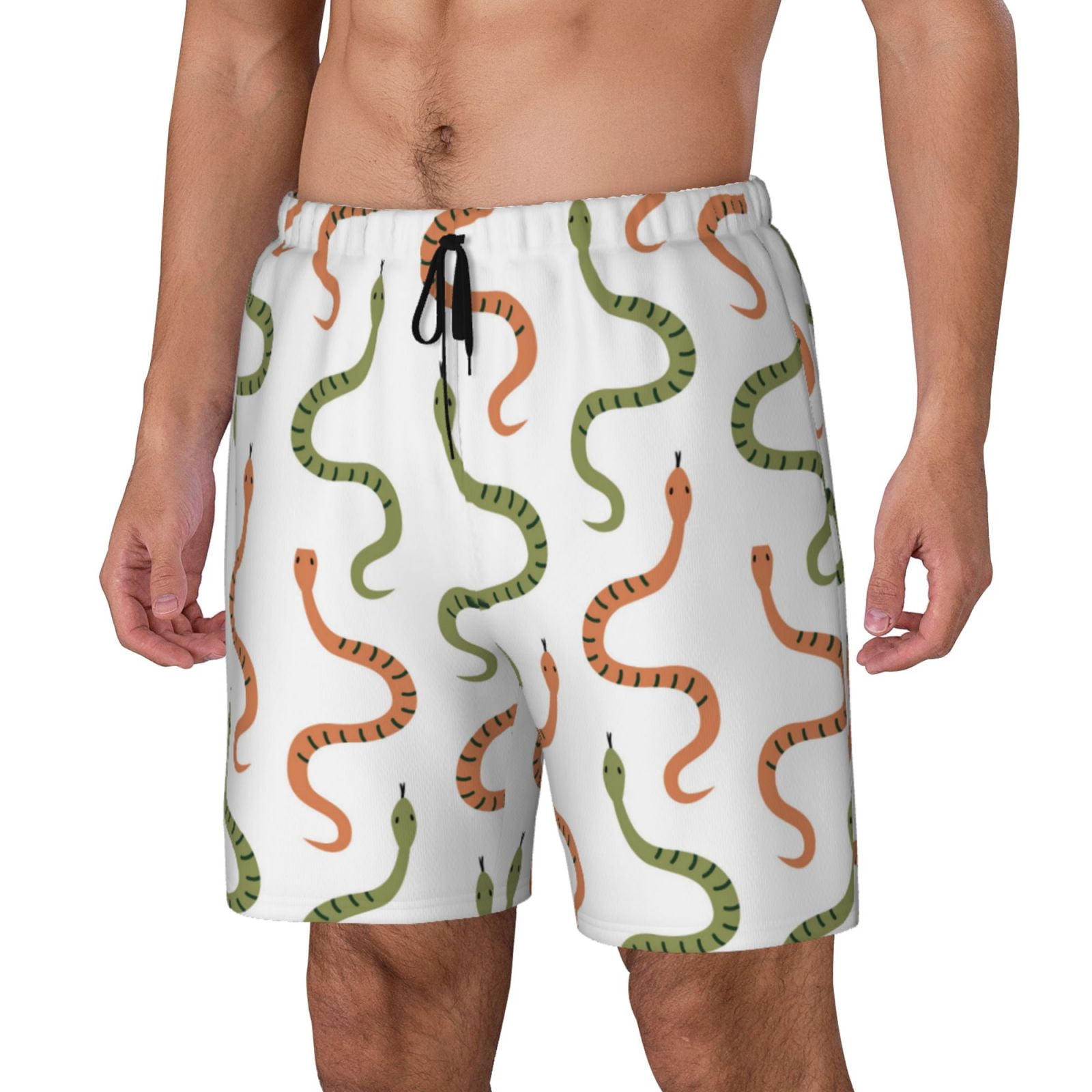 Zufioo Hand Drawn Snake Mens Swimsuit Trunks with Compression Liner ...