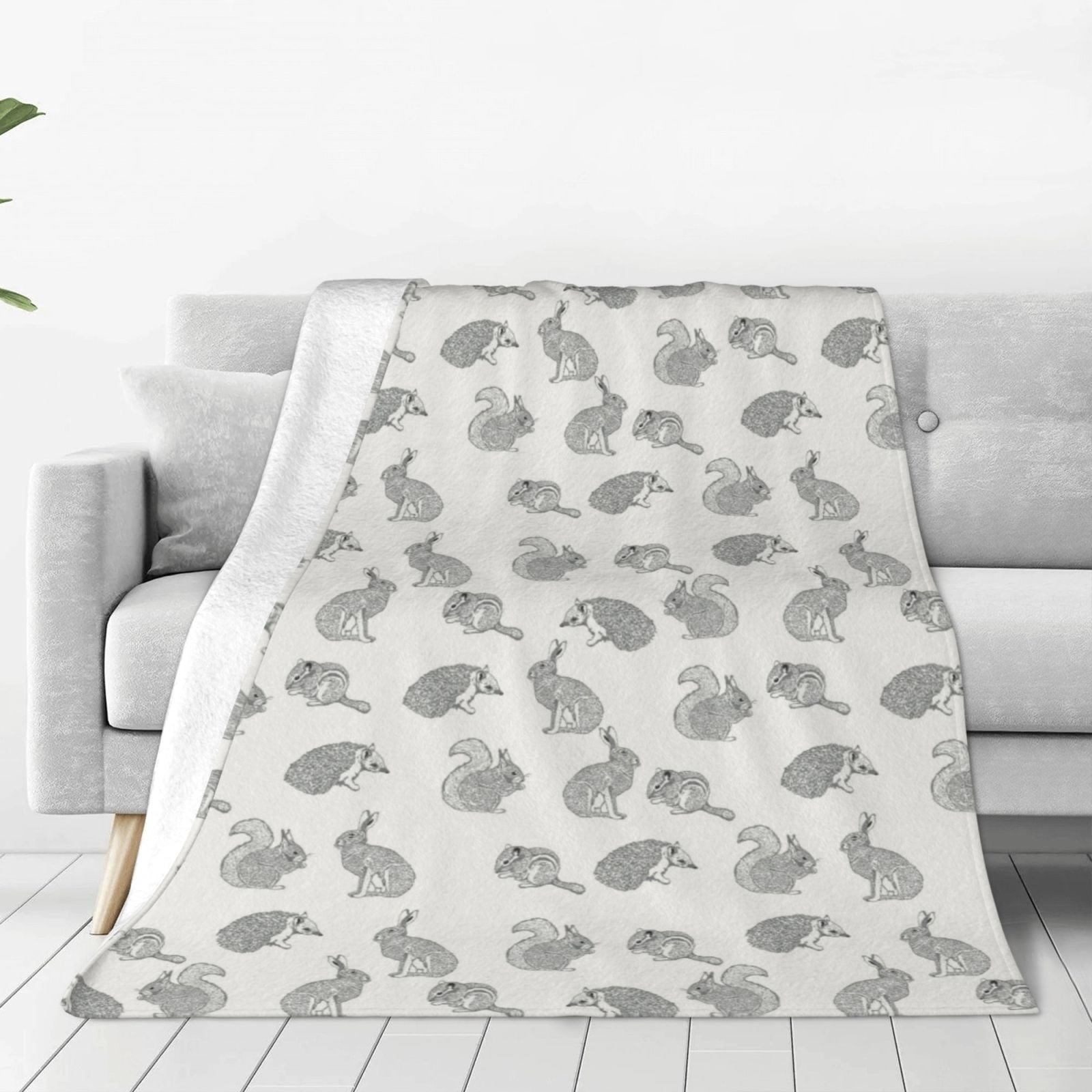 Zufioo Hand Drawn Squirrel Fleece Blanket Queen Size,Plush Bed Blanket ...