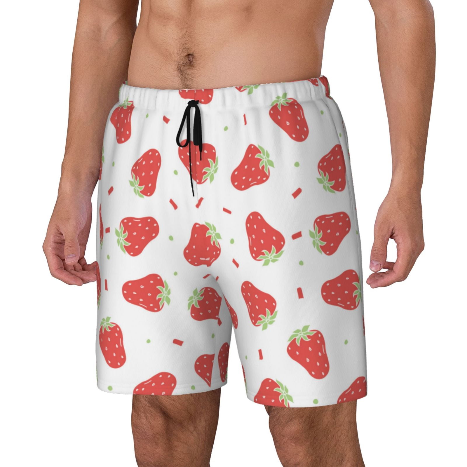 Zufioo Hand Drawn Strawberry Mens Swimsuit Trunks with Compression ...