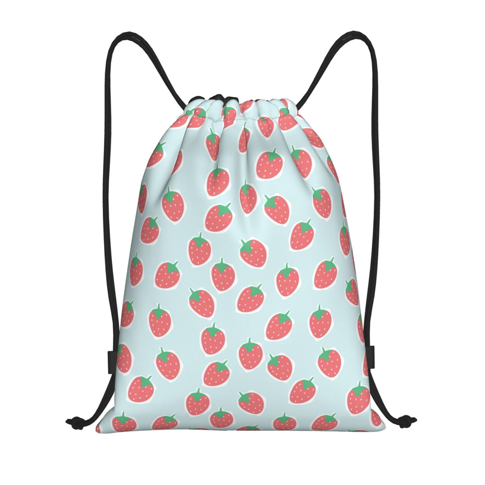 Zufioo Hand Drawn Strawberry Sports Cinch Sack Gym String Bags Machine ...