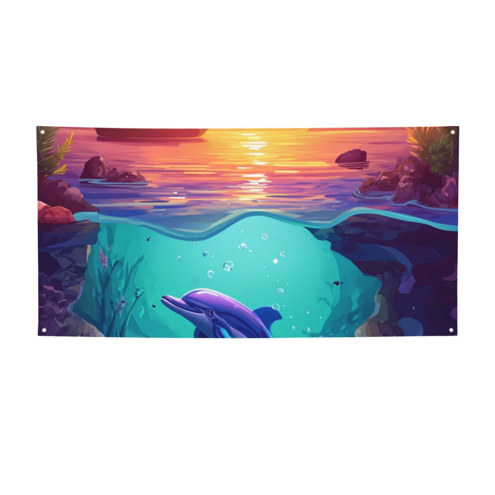 Zufioo Hawaiian Island Dolphin Print Holiday Banners, Party Banners ...
