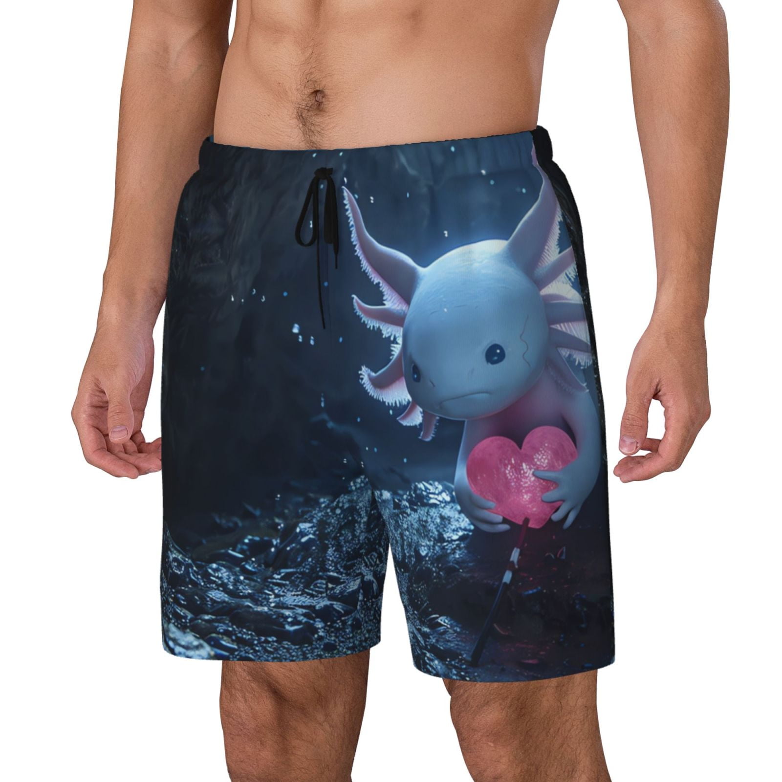 Zufioo Heart Axolotl Mens Swimsuit Trunks with Compression Liner,Quick ...