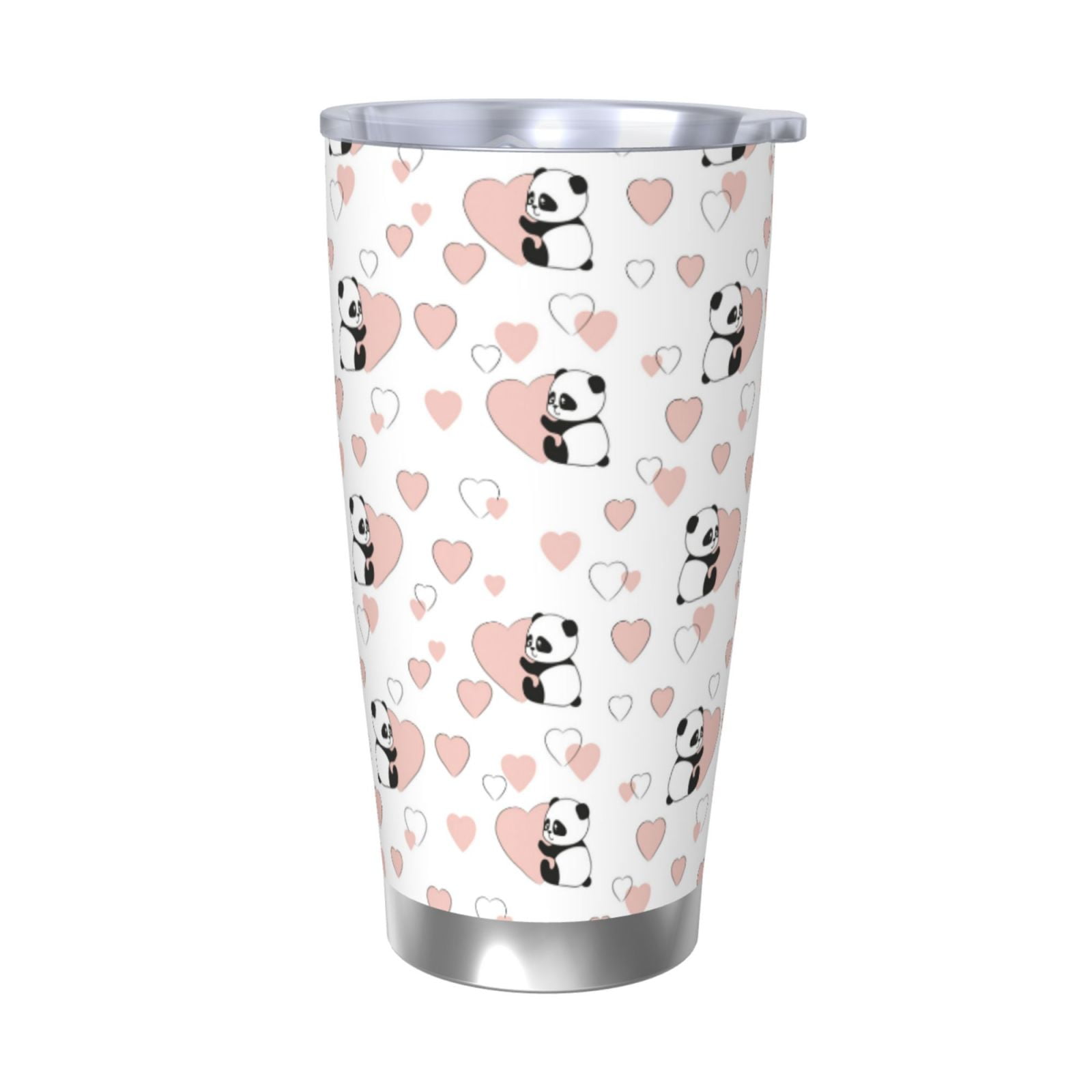 Zufioo Heart Panda Print 20OZ Stainless Steel Car Cup, Direct Drinking ...