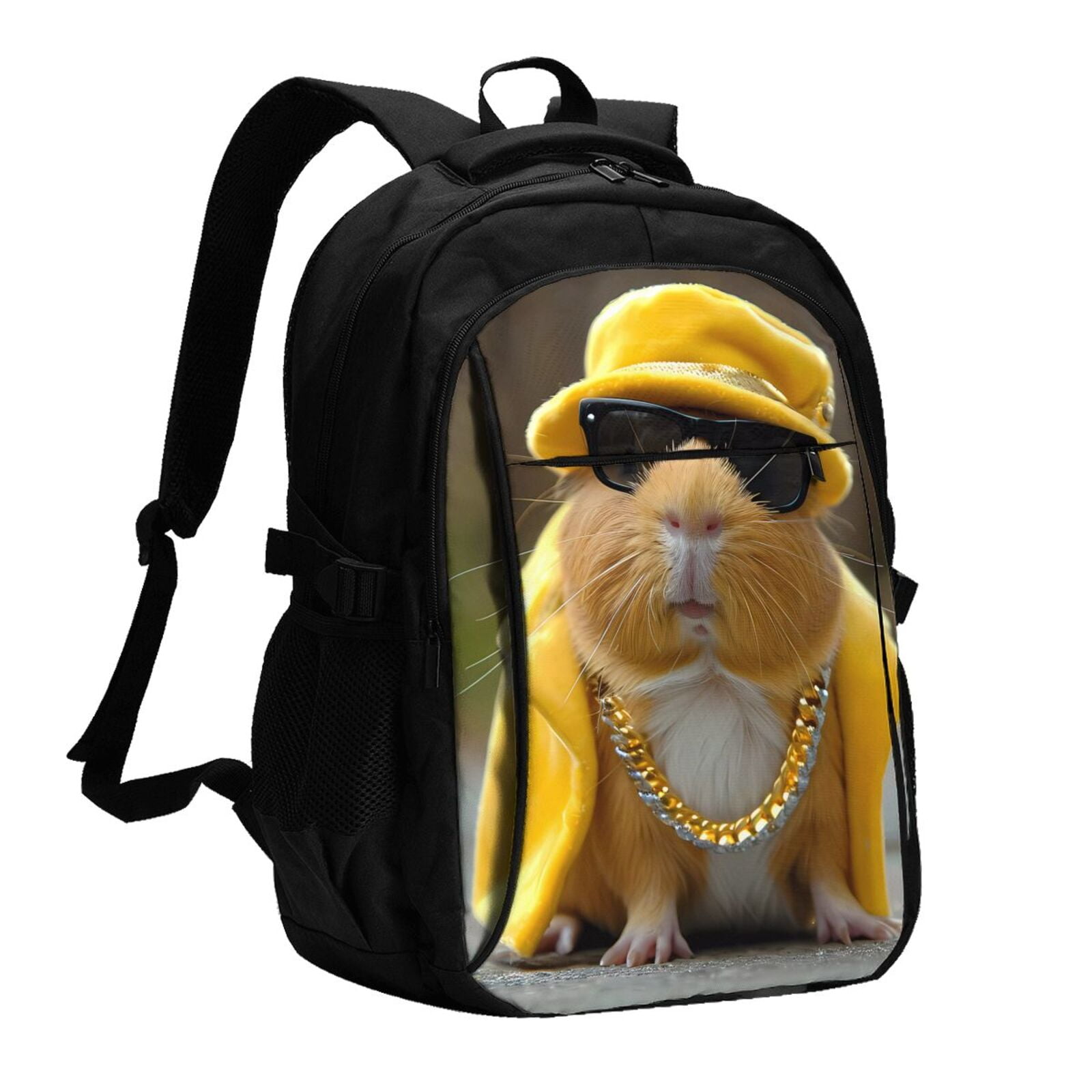 Zufioo Heavy Metal Style Guinea Pig Print USB Backpack, Multi-Pocket ...