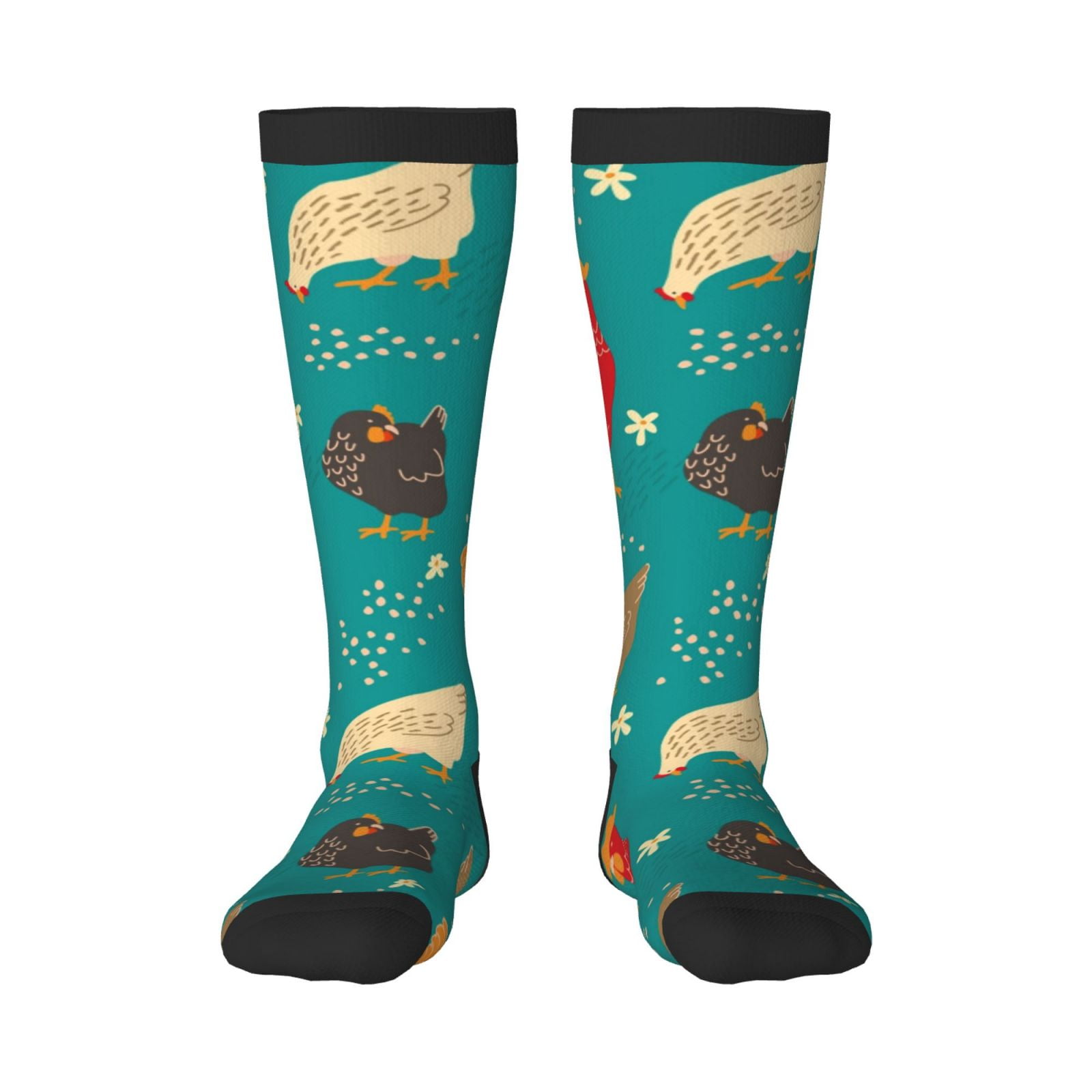 Zufioo Hens And Rooster Print Long High Thigh Socks Knee-High Warm ...