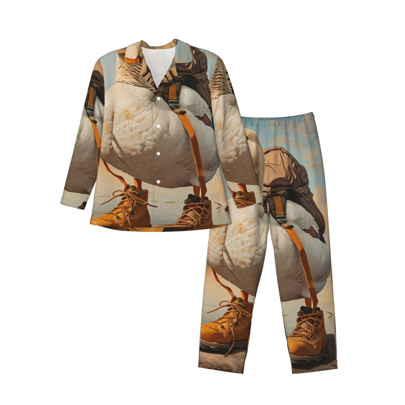 Zufioo Hiking Duck Mens Pajamas Set, Mens Long-Sleeved Pajama and ...