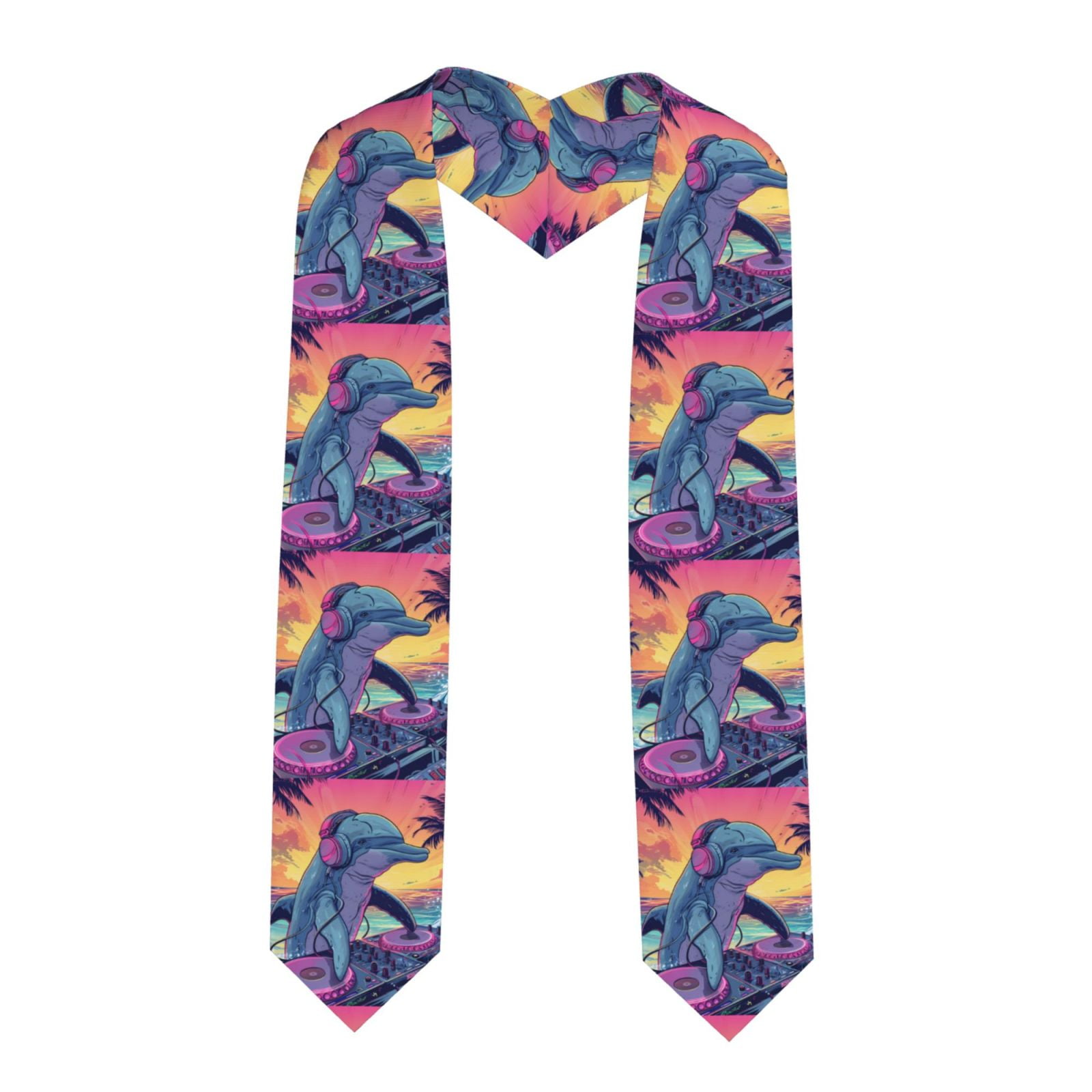 Zufioo Hip-Hop DJ Dolphin Print Graduation Shawl Ribbon, Graduation ...