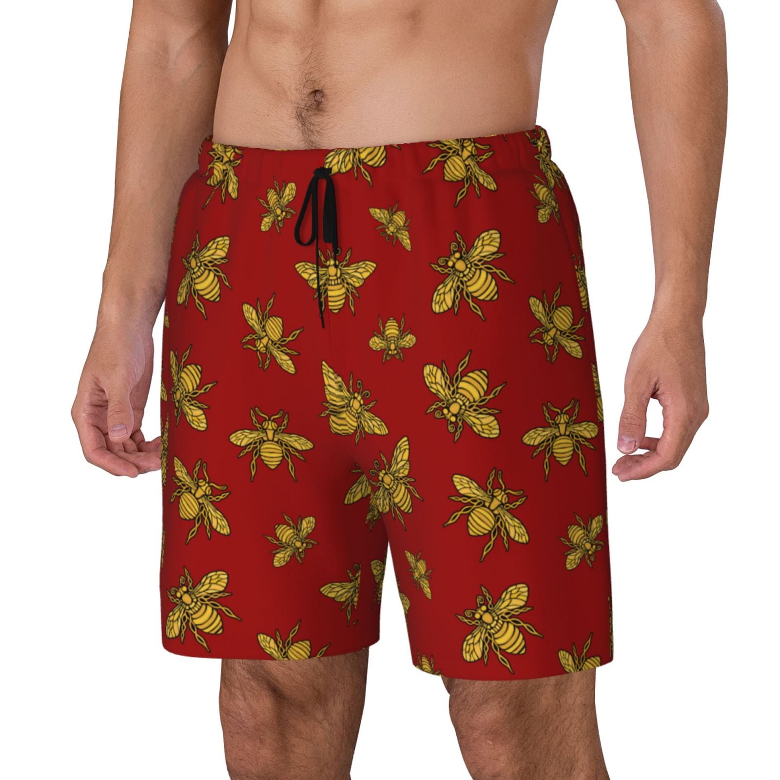 Zufioo Hohey Bee Golden Mens Swimsuit Trunks with Compression Liner ...
