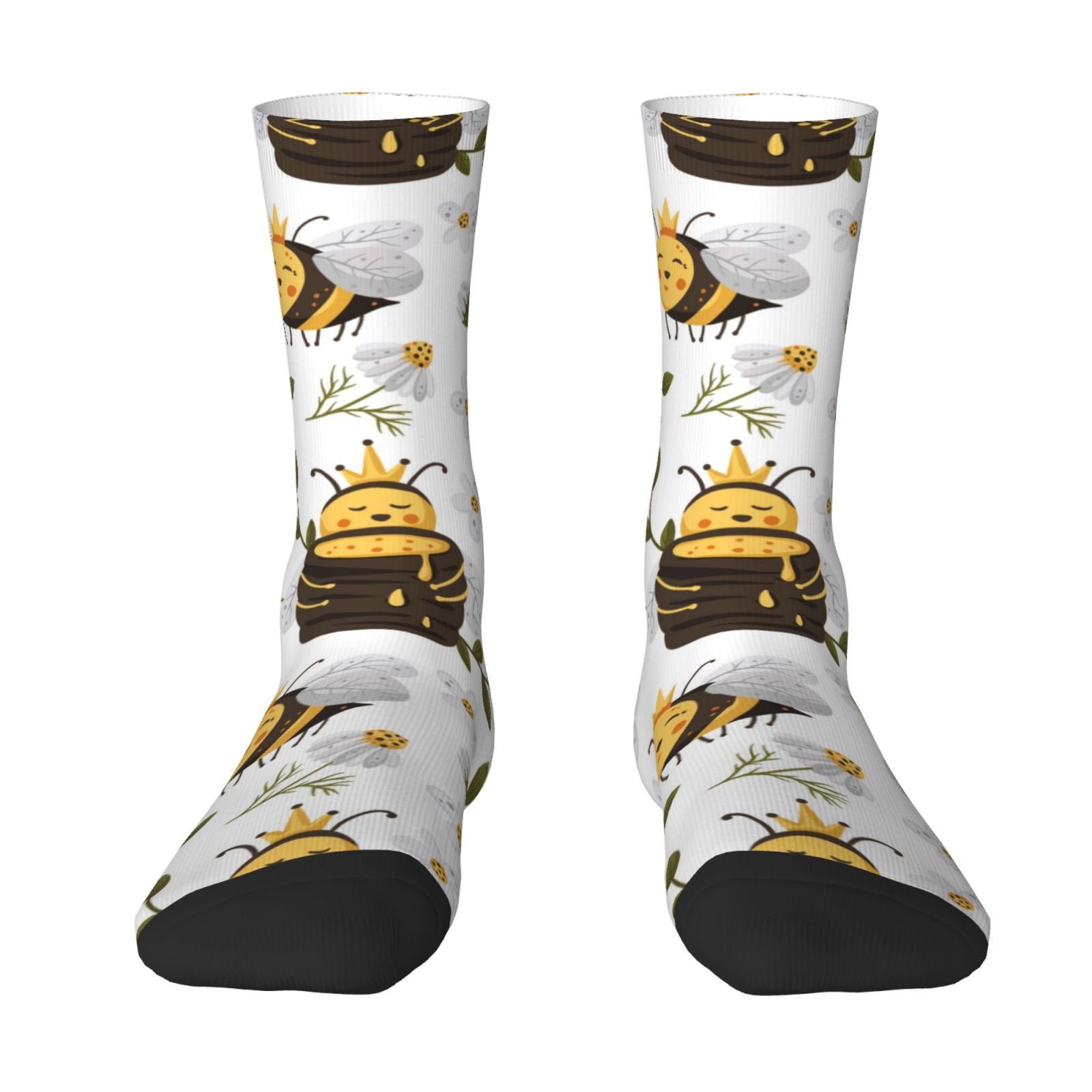 Zufioo Honey Bee Insect Print Thigh High Socks,Knee High Socks For ...