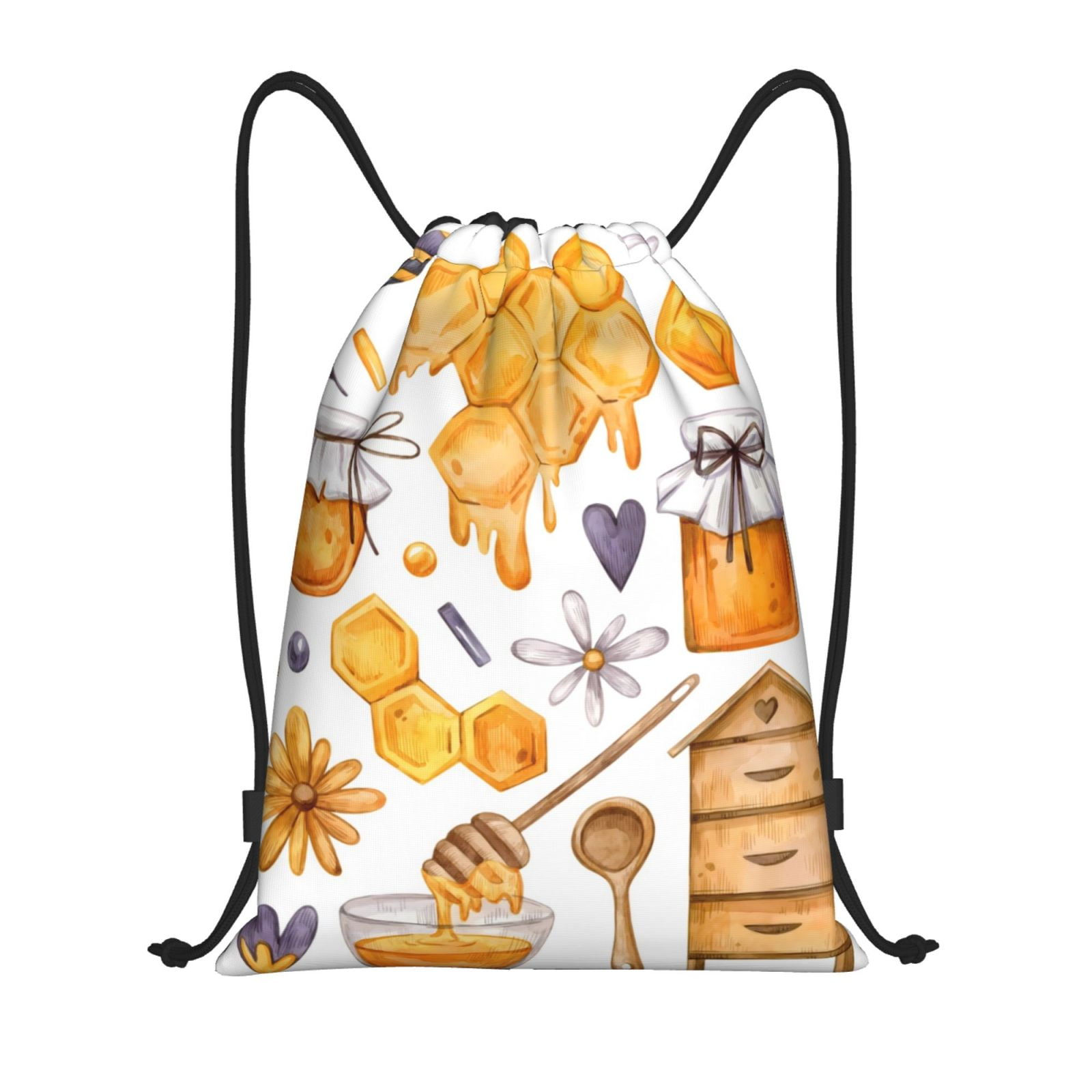 Zufioo Honey Bee Set Sports Cinch Sack Gym String Bags Machine Washable ...