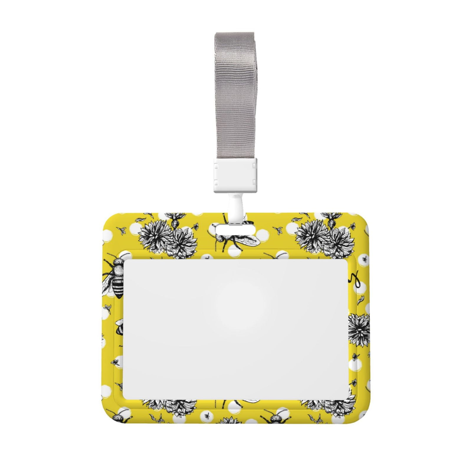 Zufioo Honeybee Print Work Badge Protective Case, Waterproof Lanyard ...