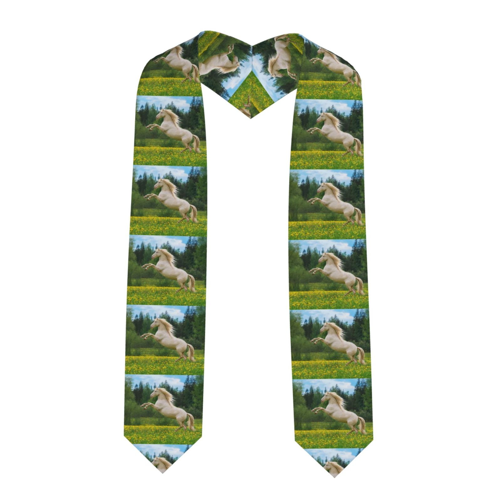 Zufioo Horse Rearing Up In The Field Print Graduation Shawl Ribbon ...