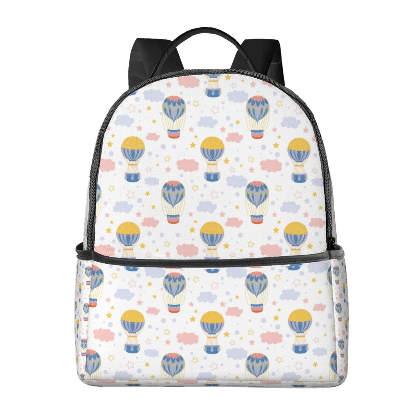 Zufioo Hot Air Balloon Print Fashion Large Capacity Backpack, Zippered ...