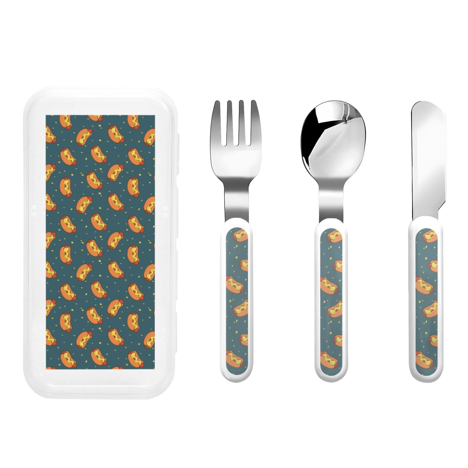 Zufioo Hot Dog 6 Print Children's Knife, Fork and Spoon Three-Piece Set ...