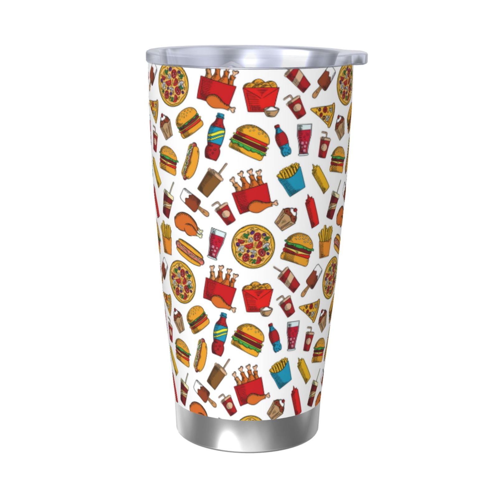 Zufioo Hot Dog Pizza Print 20OZ Stainless Steel Car Cup, Direct Drinking Mouth Straw Mouth ...